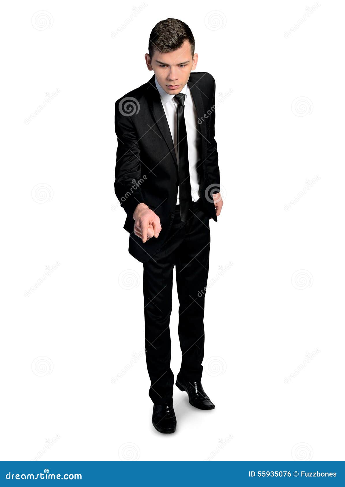 Business man pointing down stock photo. Image of copy - 55935076