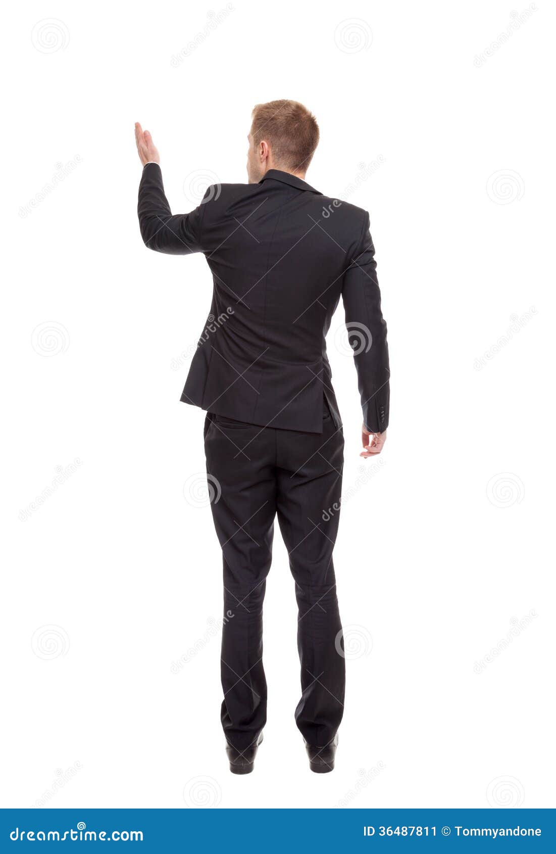 Business Man Pointing Finger Stock Image - Image of businessman, rear ...