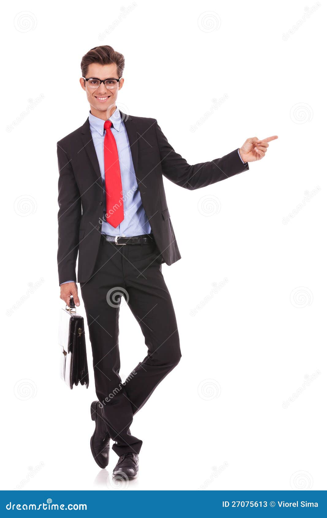 Business Man Pointing Finger To His Left Side Stock Image - Image of ...