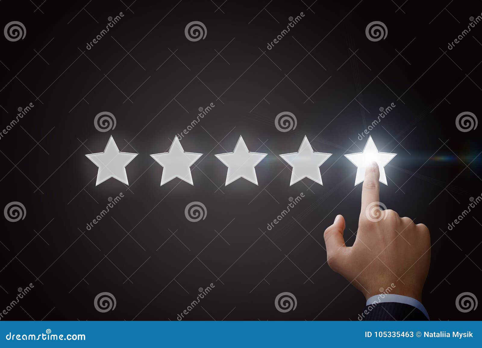 Businessman Pointing Five Star To Increase the Rating. Stock Image ... Businessman Pointing Five Star To Increase the Rating. Stock Image ...