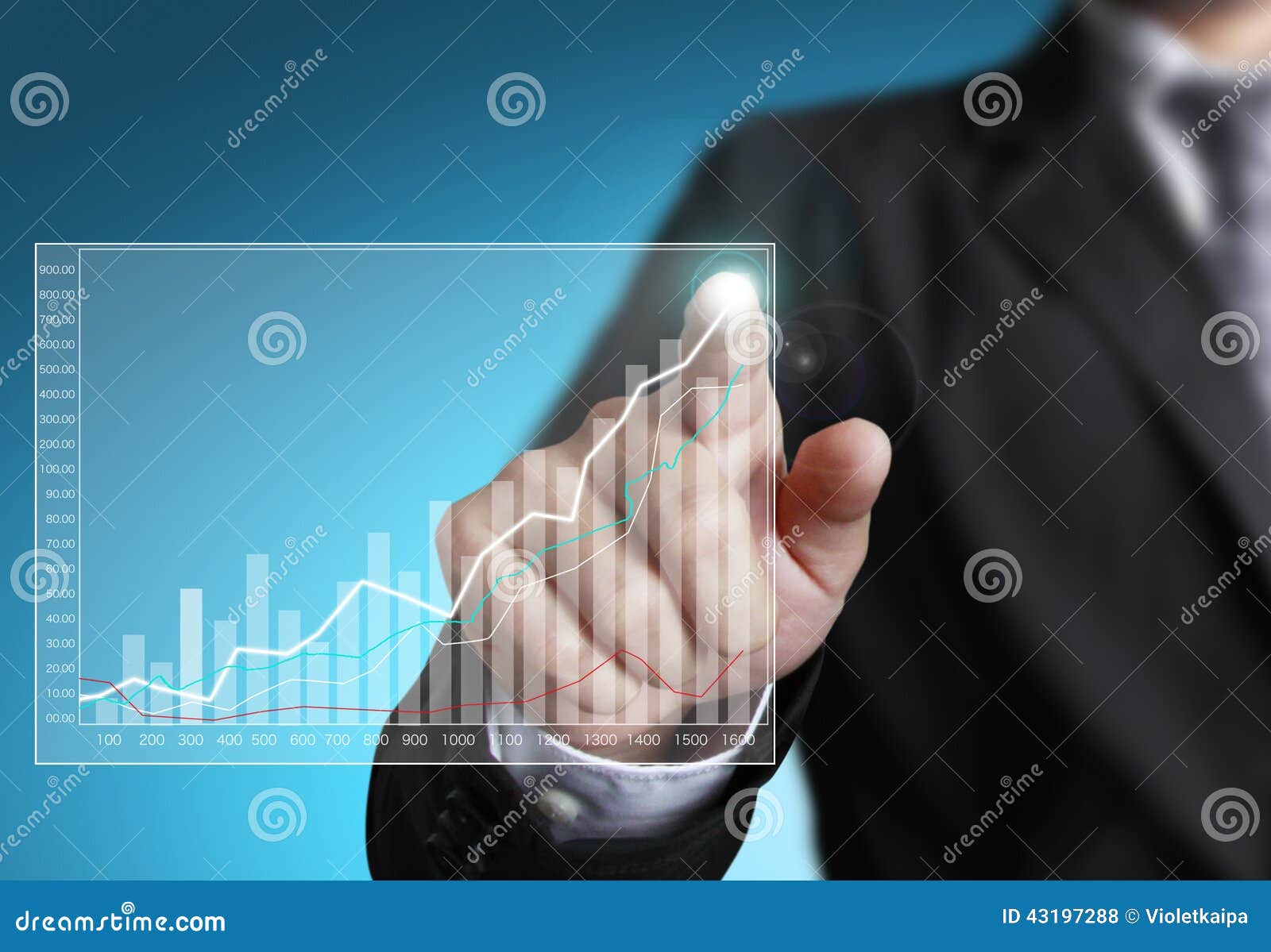 Business Man Pointing at Growth Graph Stock Photo - Image of ...