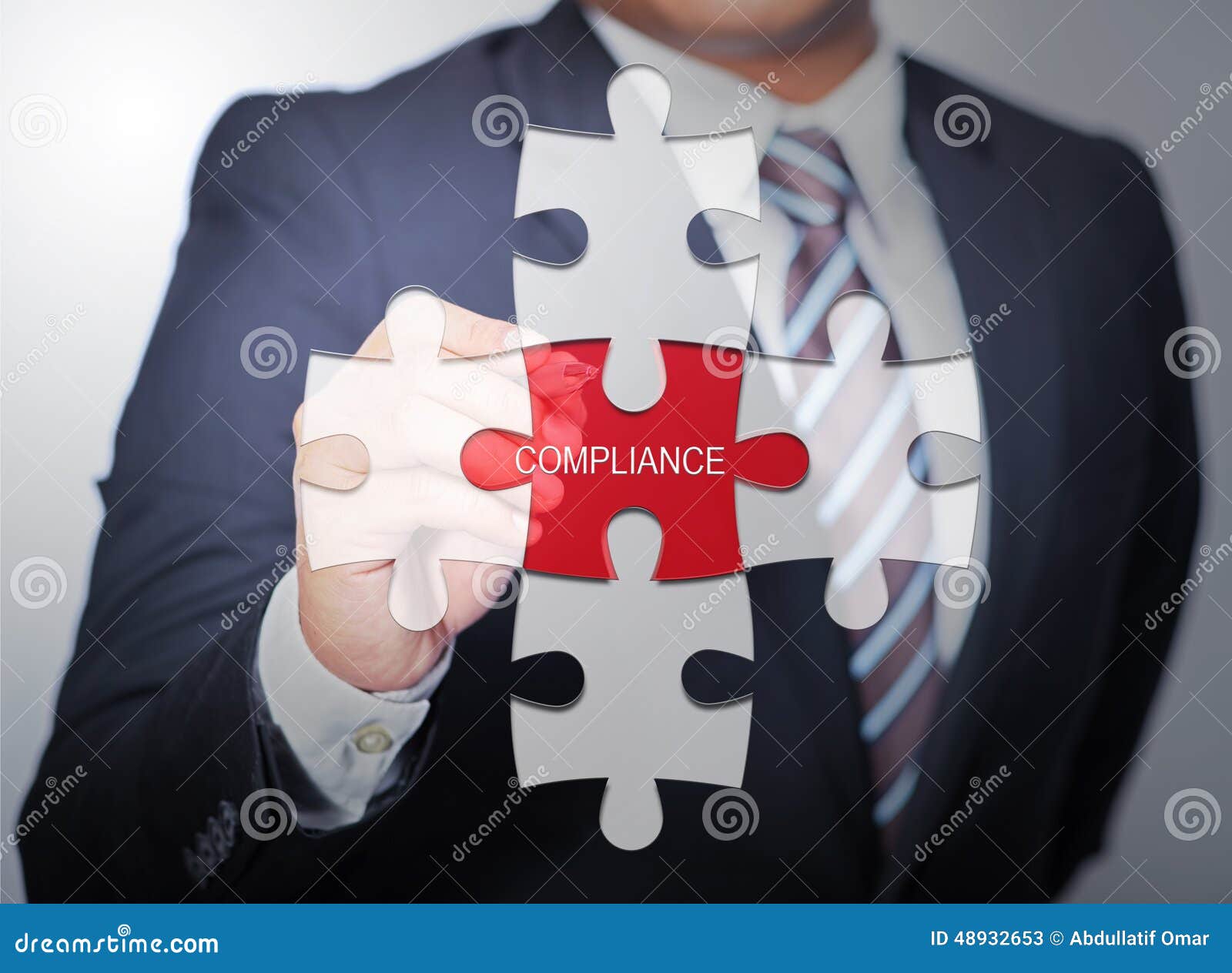 Business Man Pointing on Jigsaw Written Word Compliance Stock Image ...