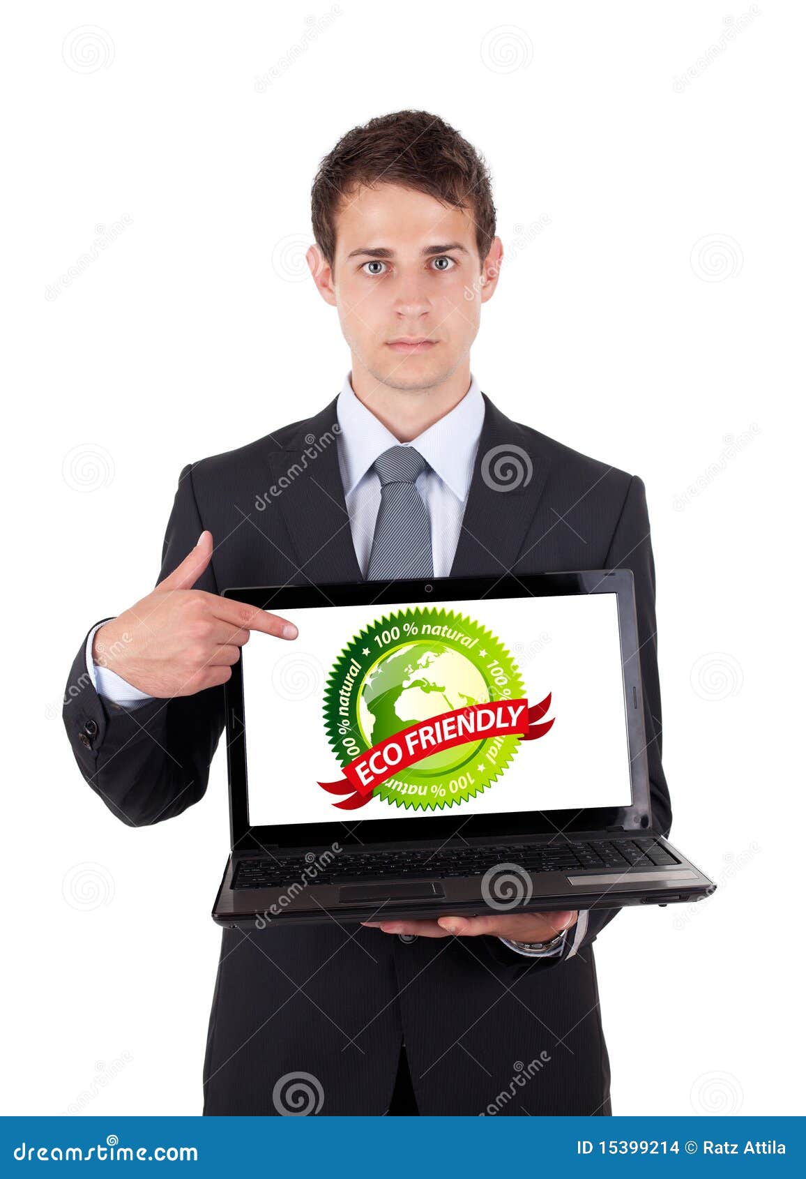 Business Man Pointing at a Laptop Computer Stock Photo - Image of ...