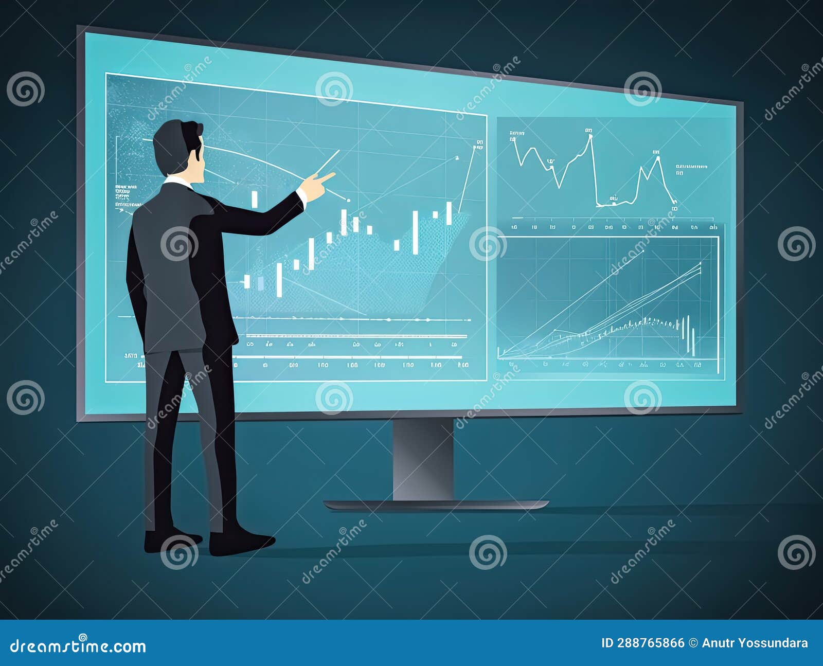 Business Man Pointing on a Smart Screen for Business Plan Graph and ...