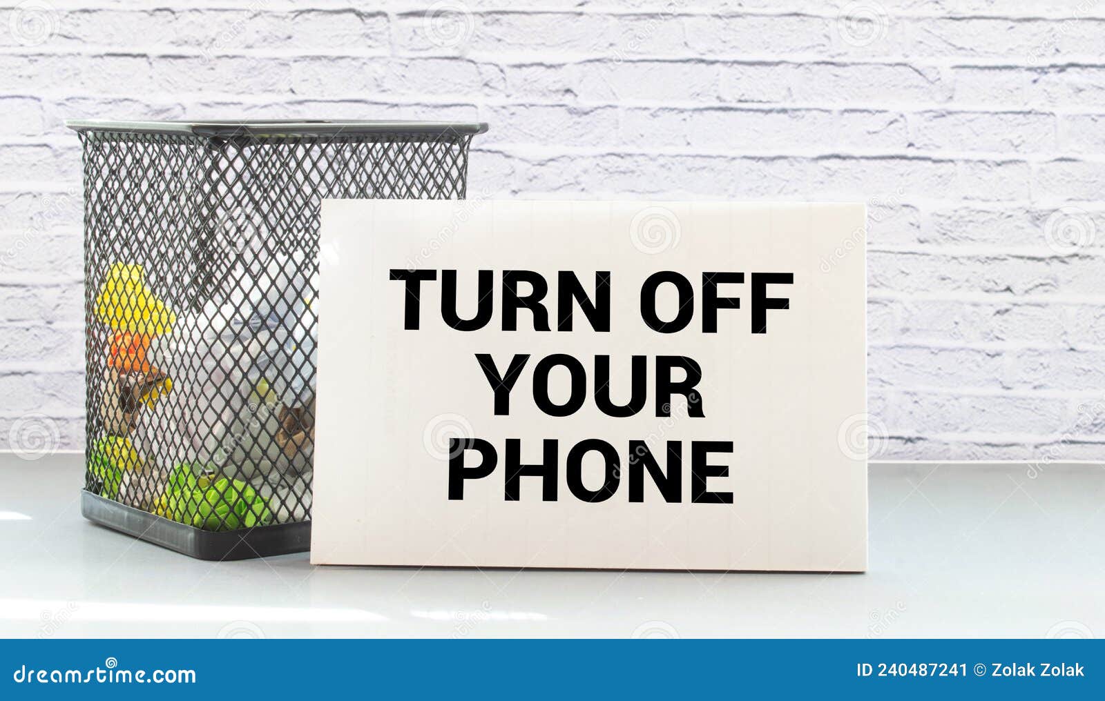 Business Man Pointing the Text Turn Off Your Phone. Stock Image - Image ...