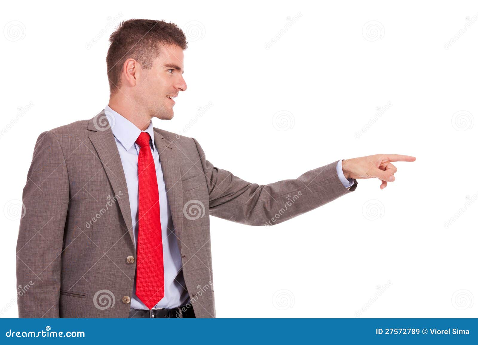 Business Man Pointing To His Side Stock Image - Image of model ...