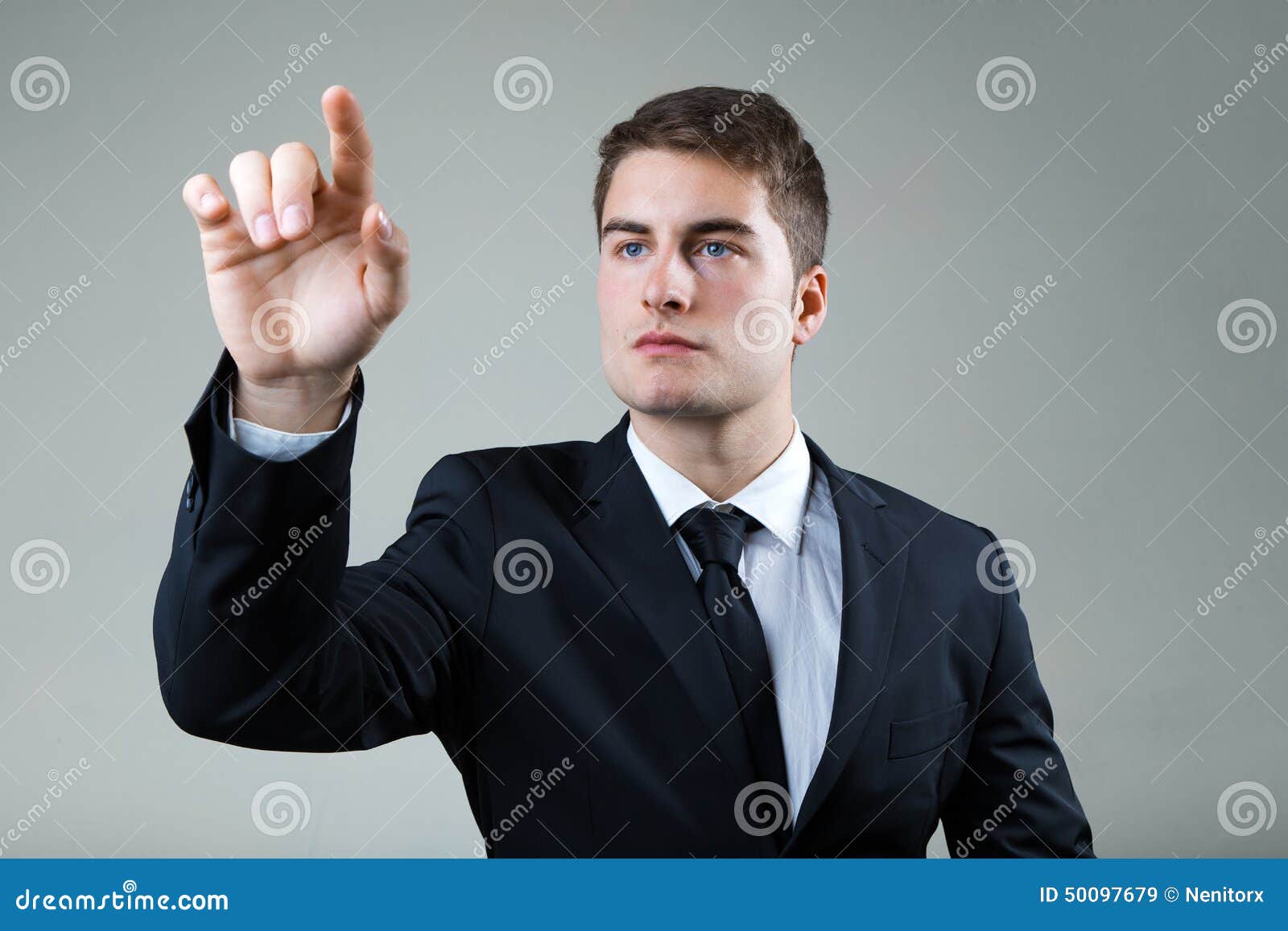 Business Man with Pointing To Something or Touching a Screen. Stock ...