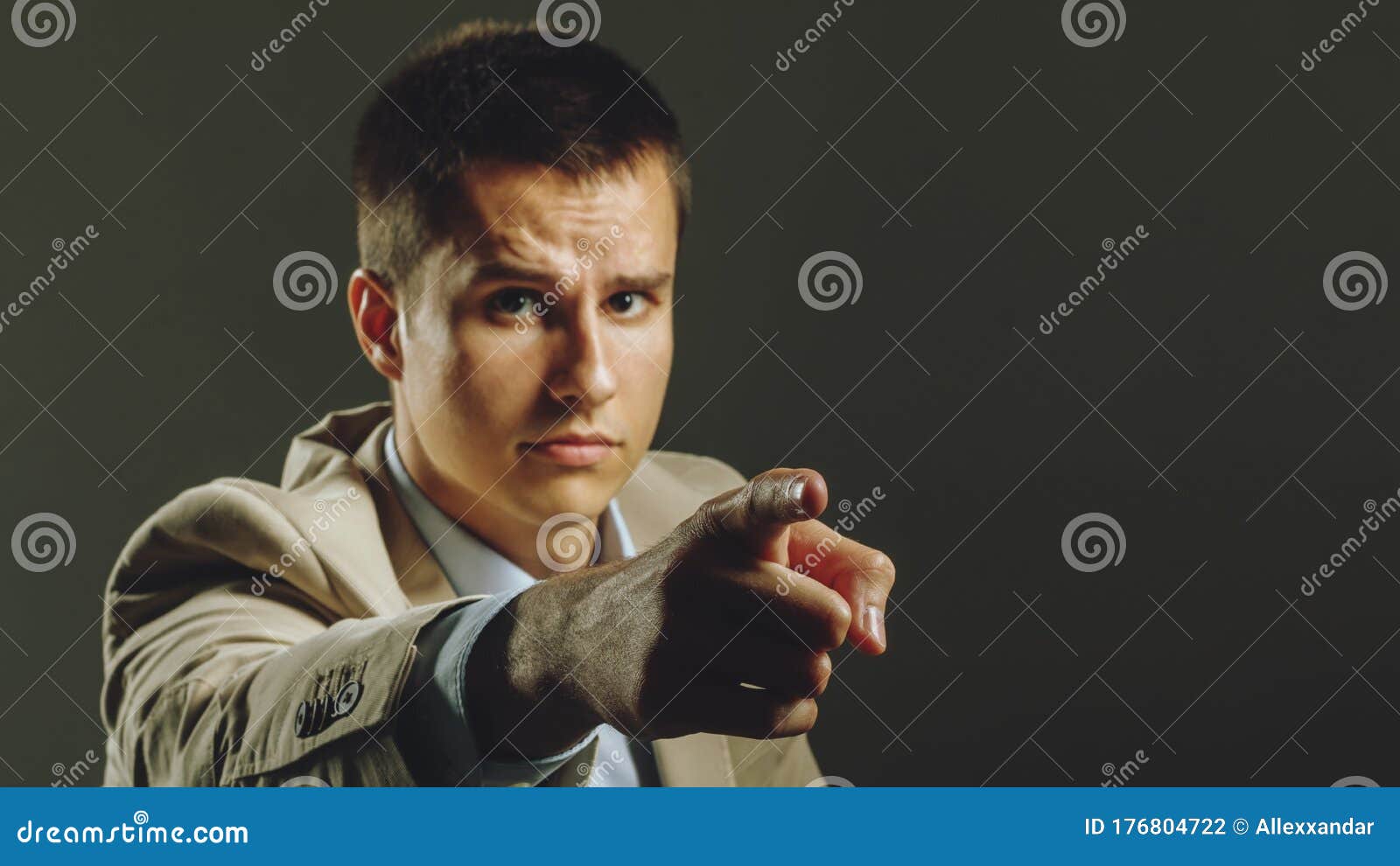 Business Man Points Finger at You Stock Photo - Image of attractive ...