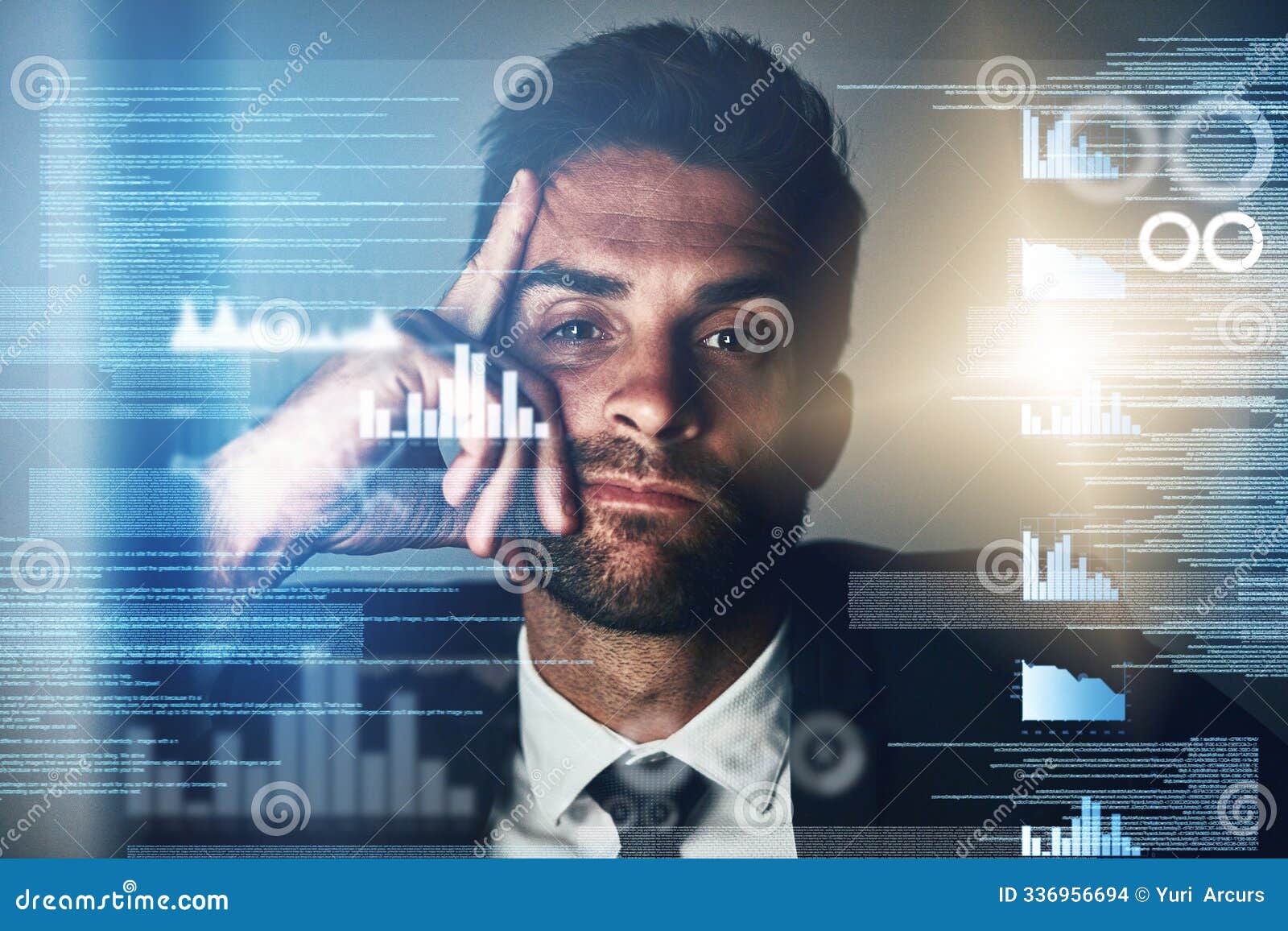 Business, Man and Portrait in Coding with Overlay for Cyber Security ...