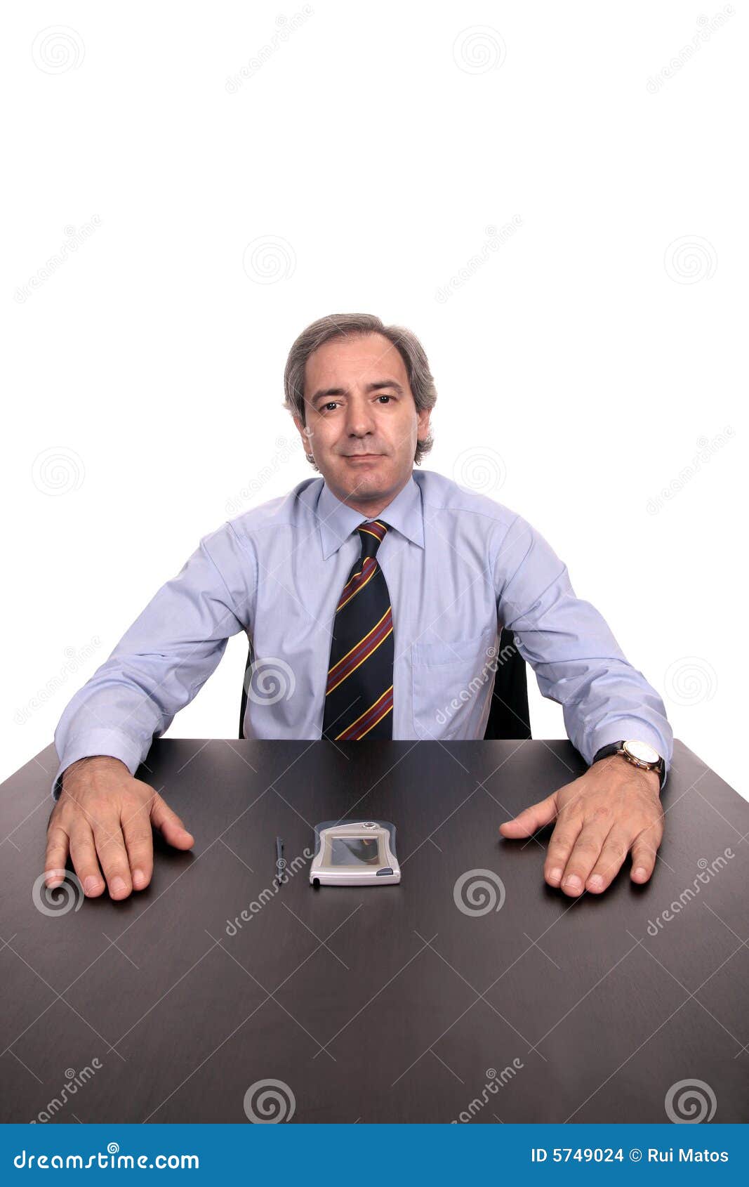 Business Man Portrait on a Desk Stock Photo - Image of stripes ...