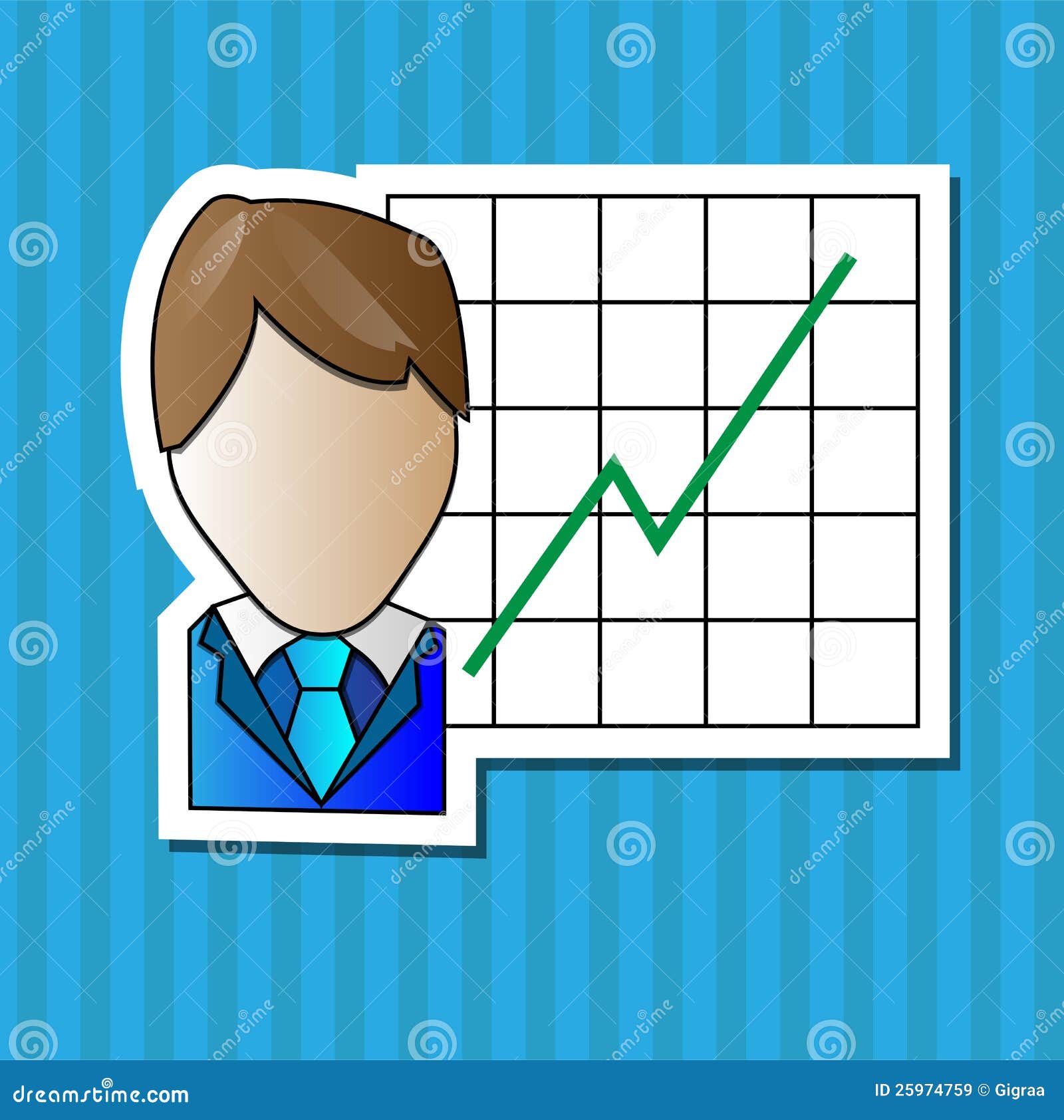 Business Man with Positive Graph Stock Vector - Illustration of goal ...