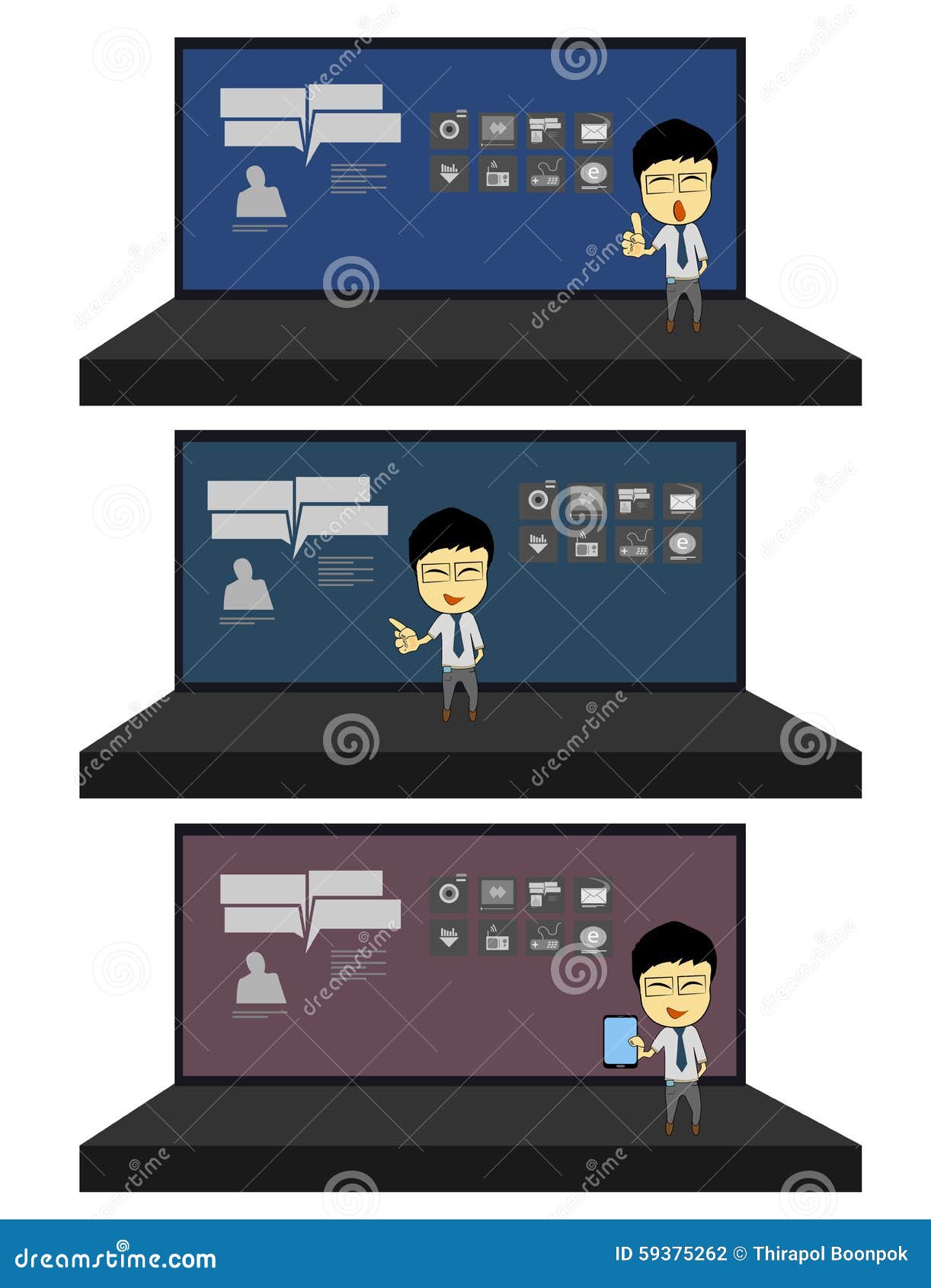 Business Man Presentation in Stage Cartoon Stock Vector - Illustration ...