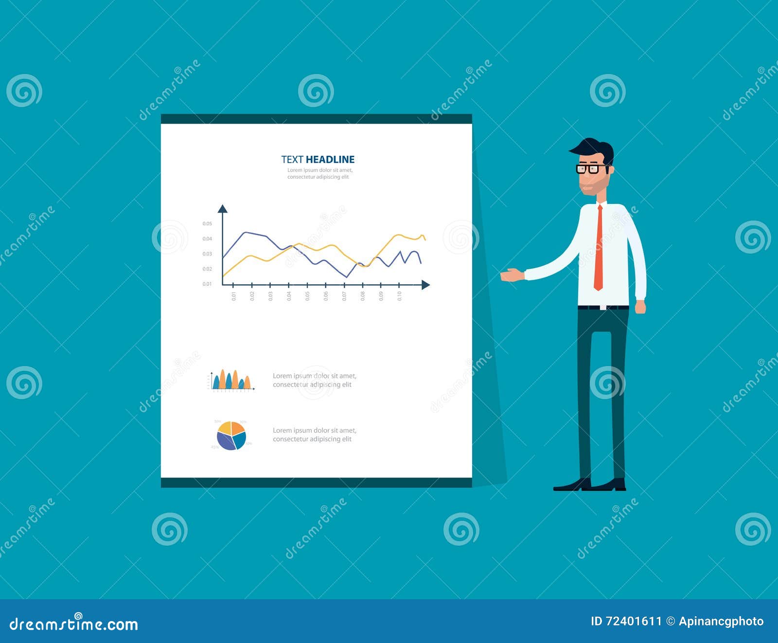 Business Man Presenting on Dashboard Graph Report . Stock Vector ...