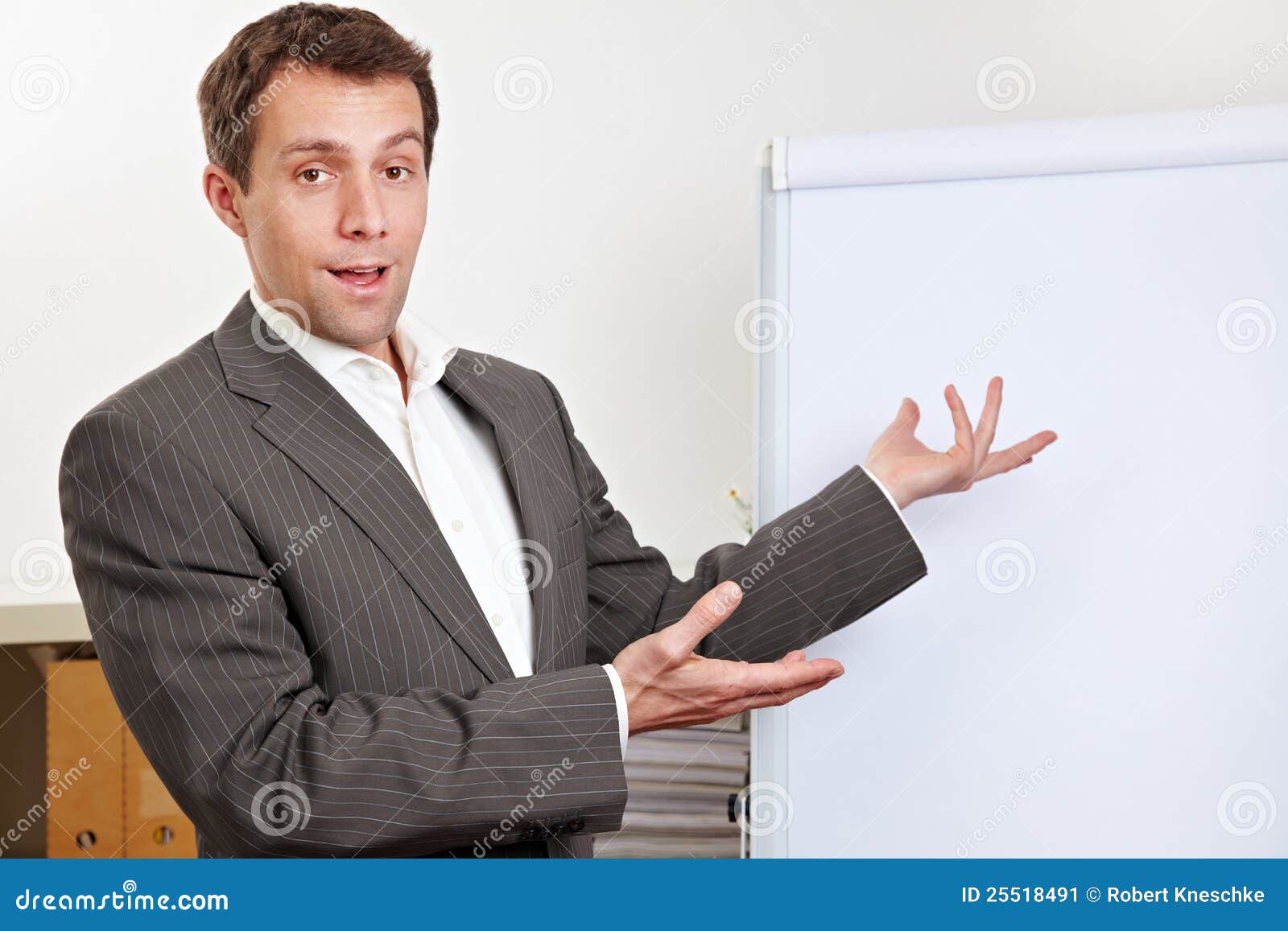 Business Man Presenting Flipchart Stock Image - Image of office ...