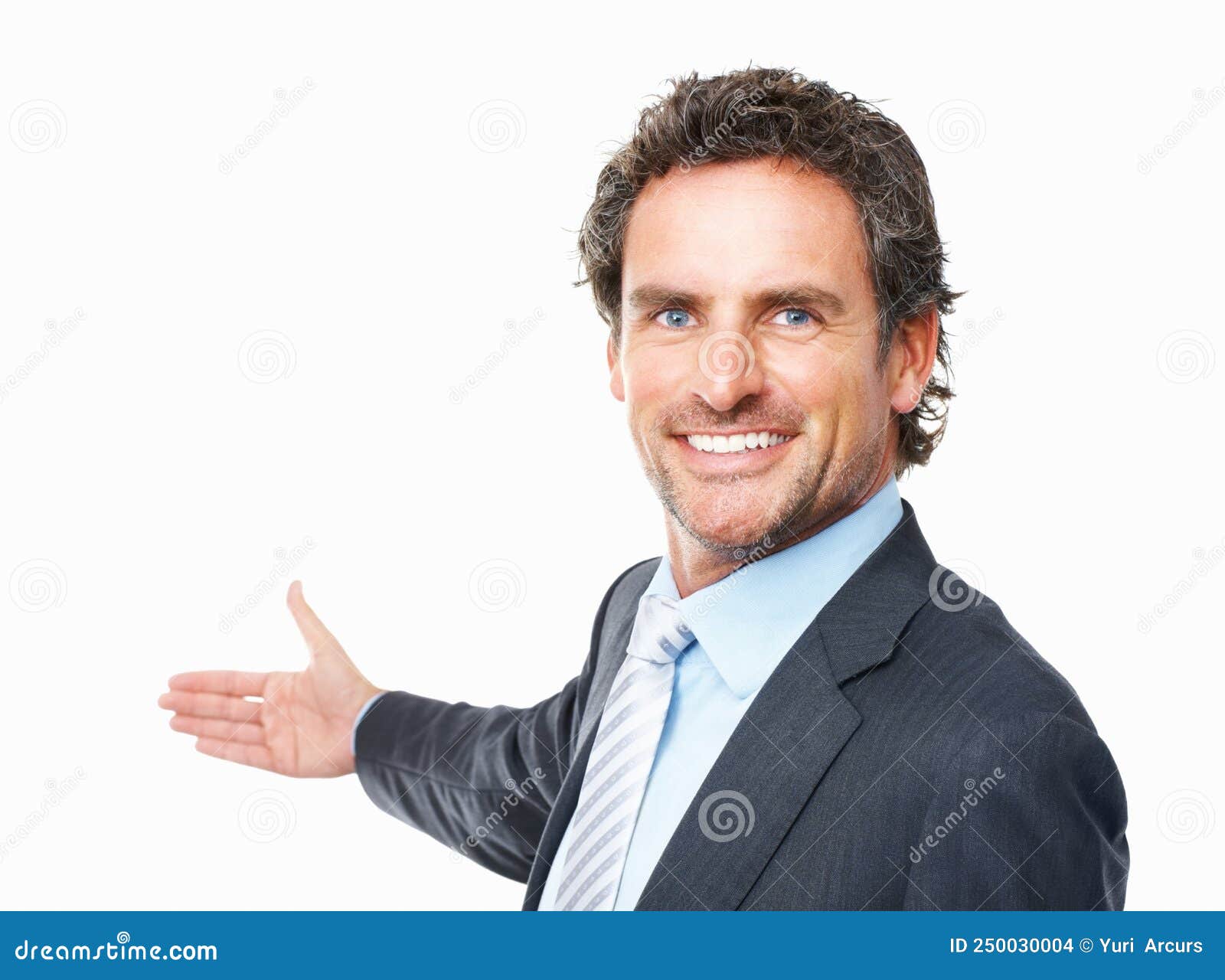 Business Man Presenting Something. Closeup of Smart Smiling Business ...