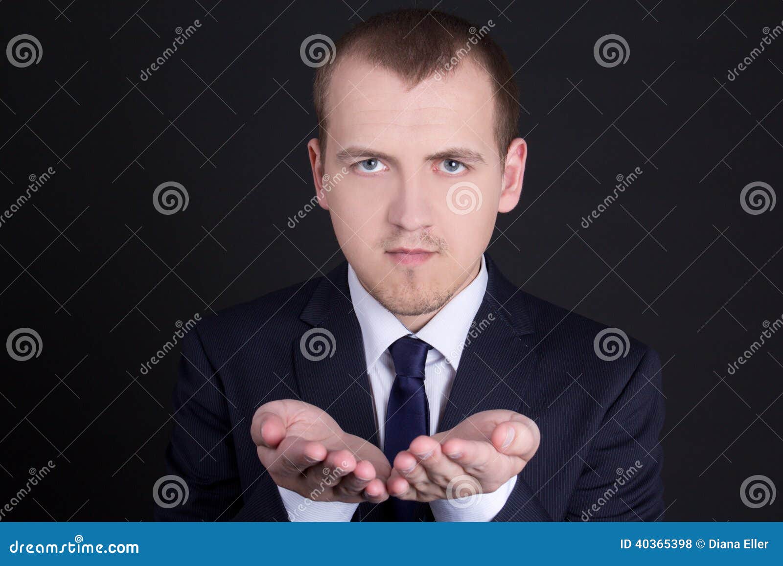 Business Man Presenting Something on His Hand Stock Photo - Image of ...