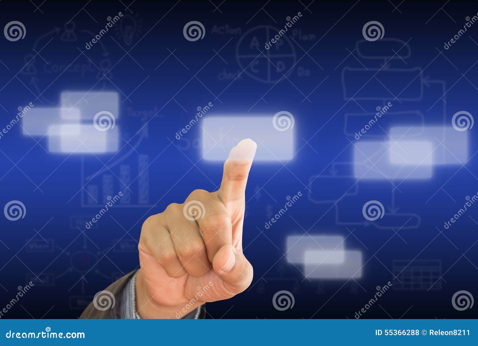 Business Man Press the Button Stock Photo - Image of interaction ...