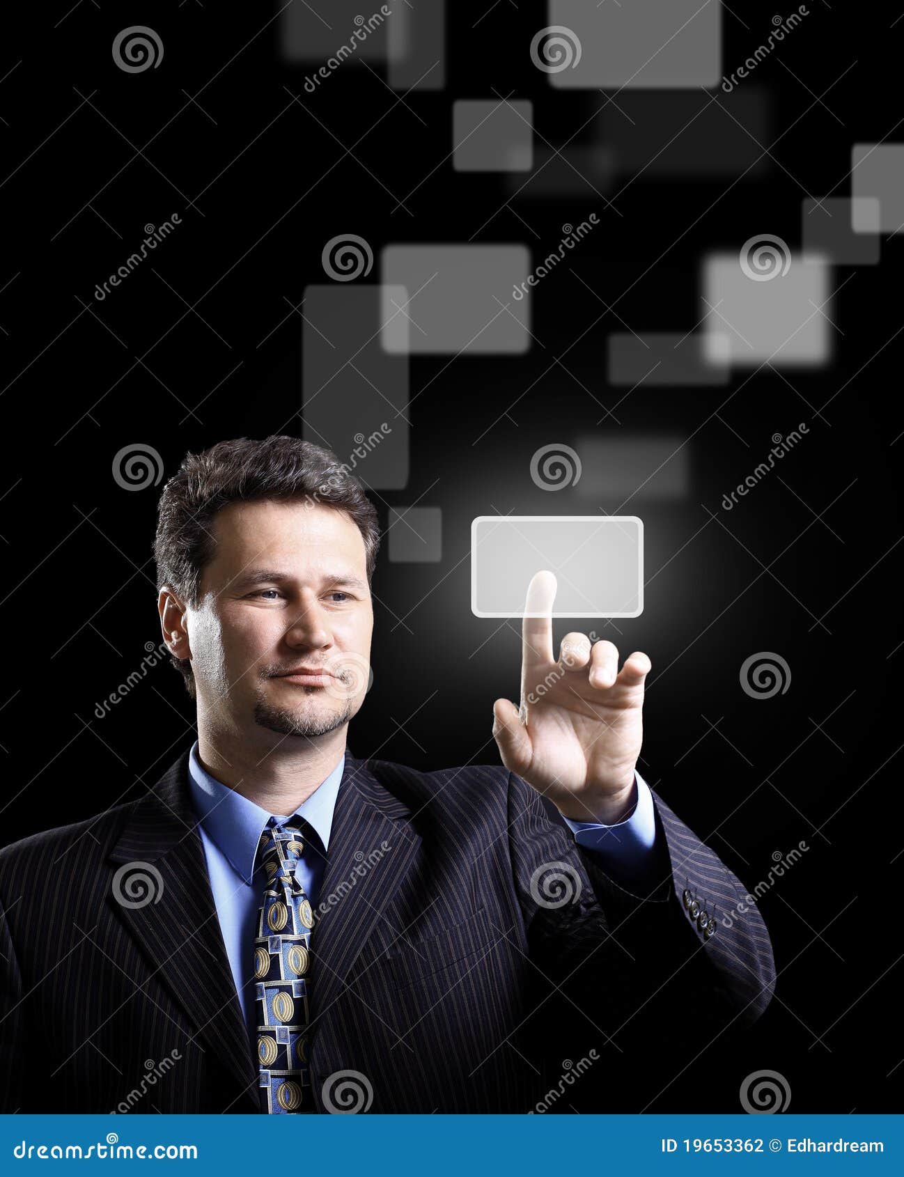 Business man pressing stock photo. Image of people, caucasian - 19653362