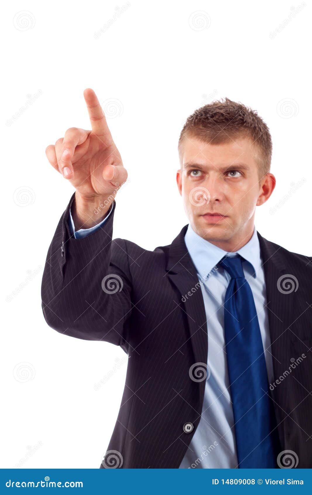 Business Man Pressing Button Stock Photo - Image of press, display ...