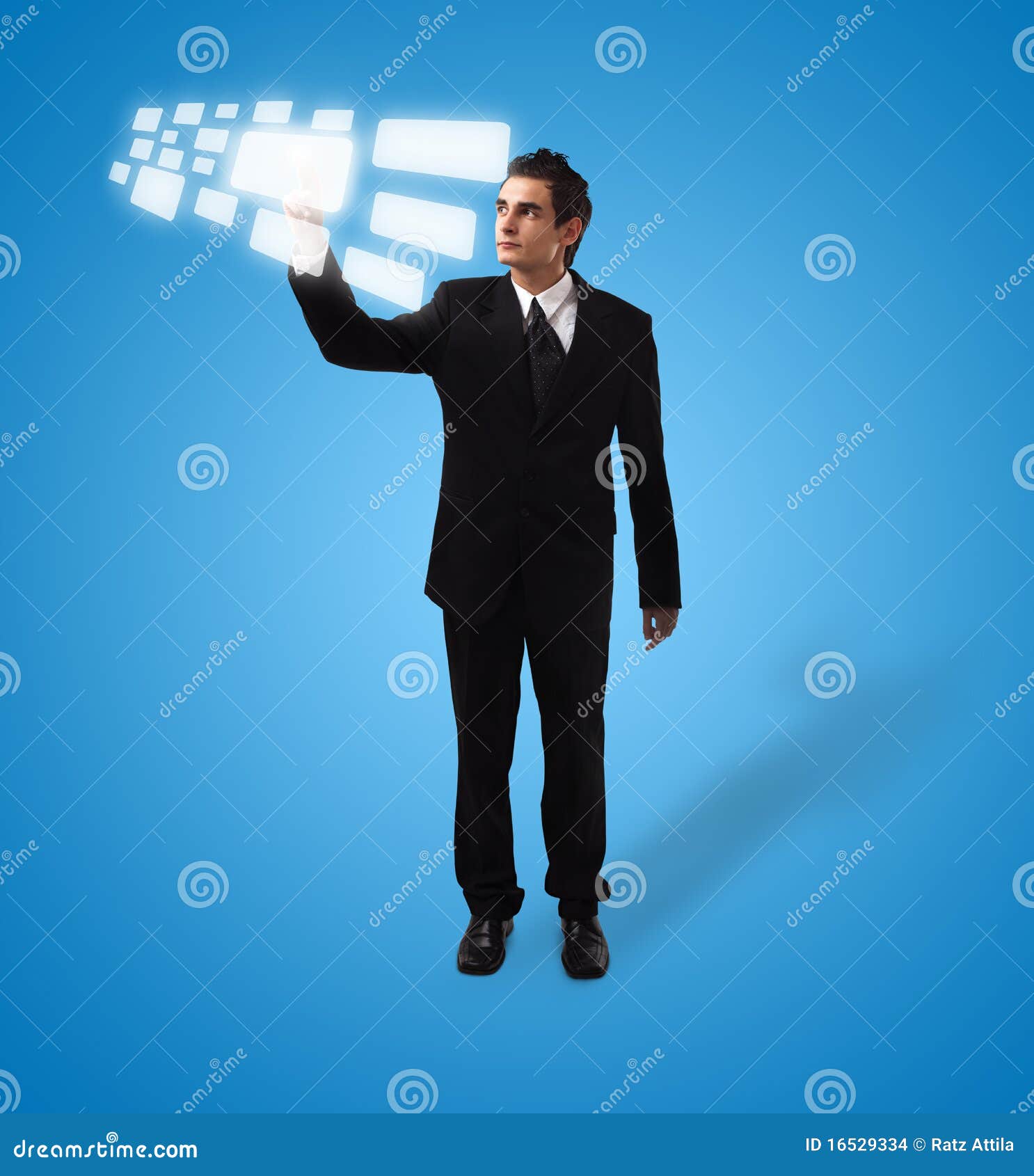 Business Man Pressing Button Stock Photo - Image of expert ...