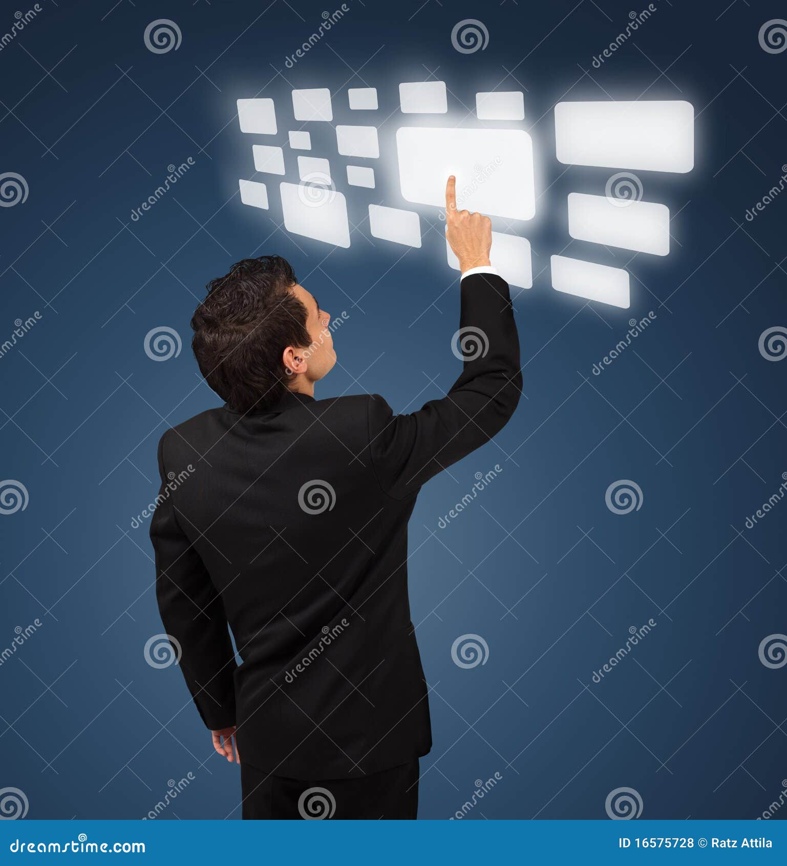 Business Man Pressing a Button Stock Photo - Image of executive ...