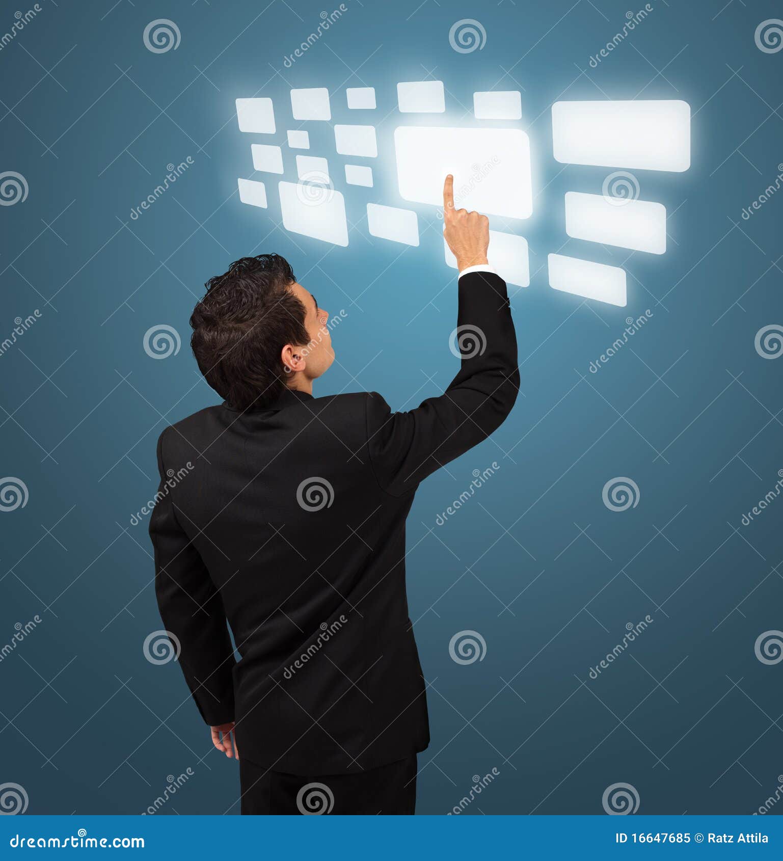 Business Man Pressing a Button Stock Image - Image of executive ...