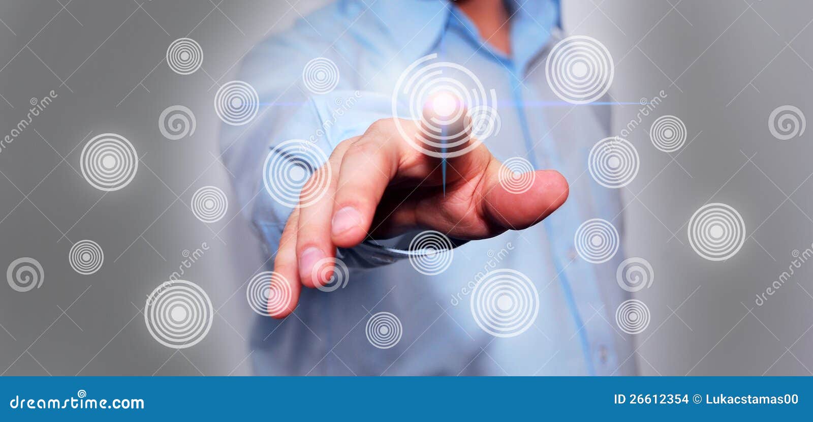 Business Man Pressing a Button Stock Photo - Image of opportunity ...