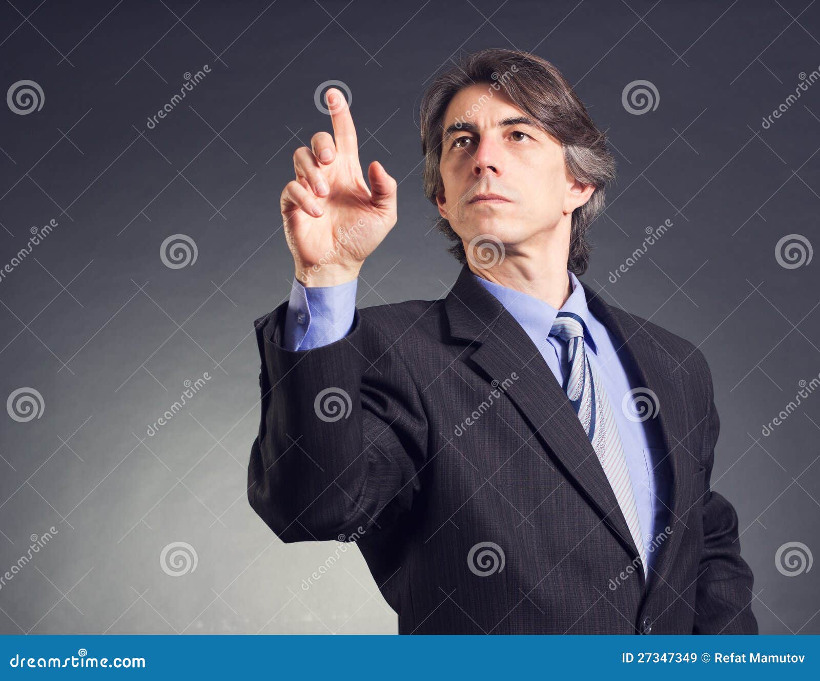 Business Man Pressing a Button Stock Image - Image of business ...
