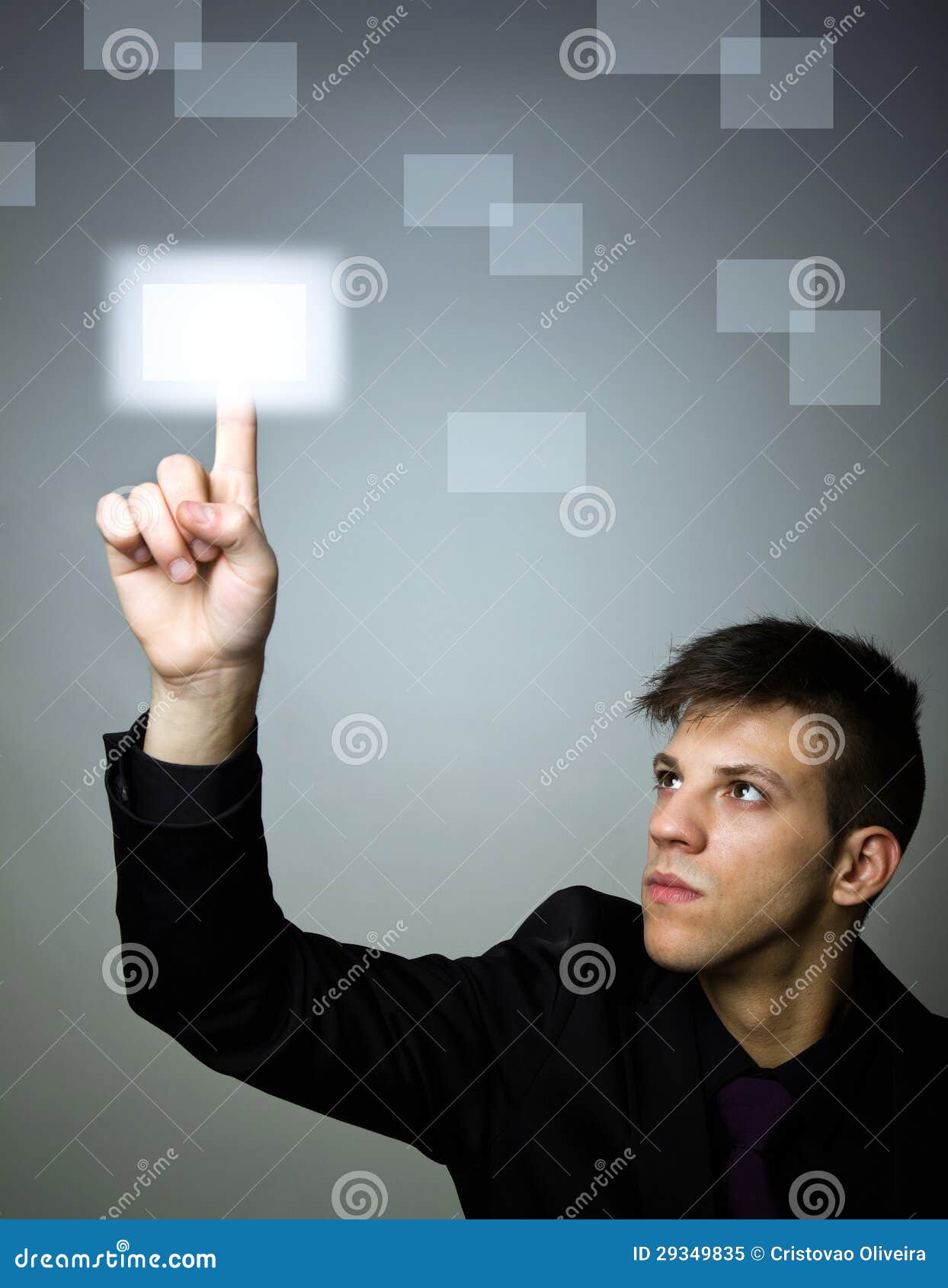 Business Man Pressing a Digital Button Stock Image - Image of member ...
