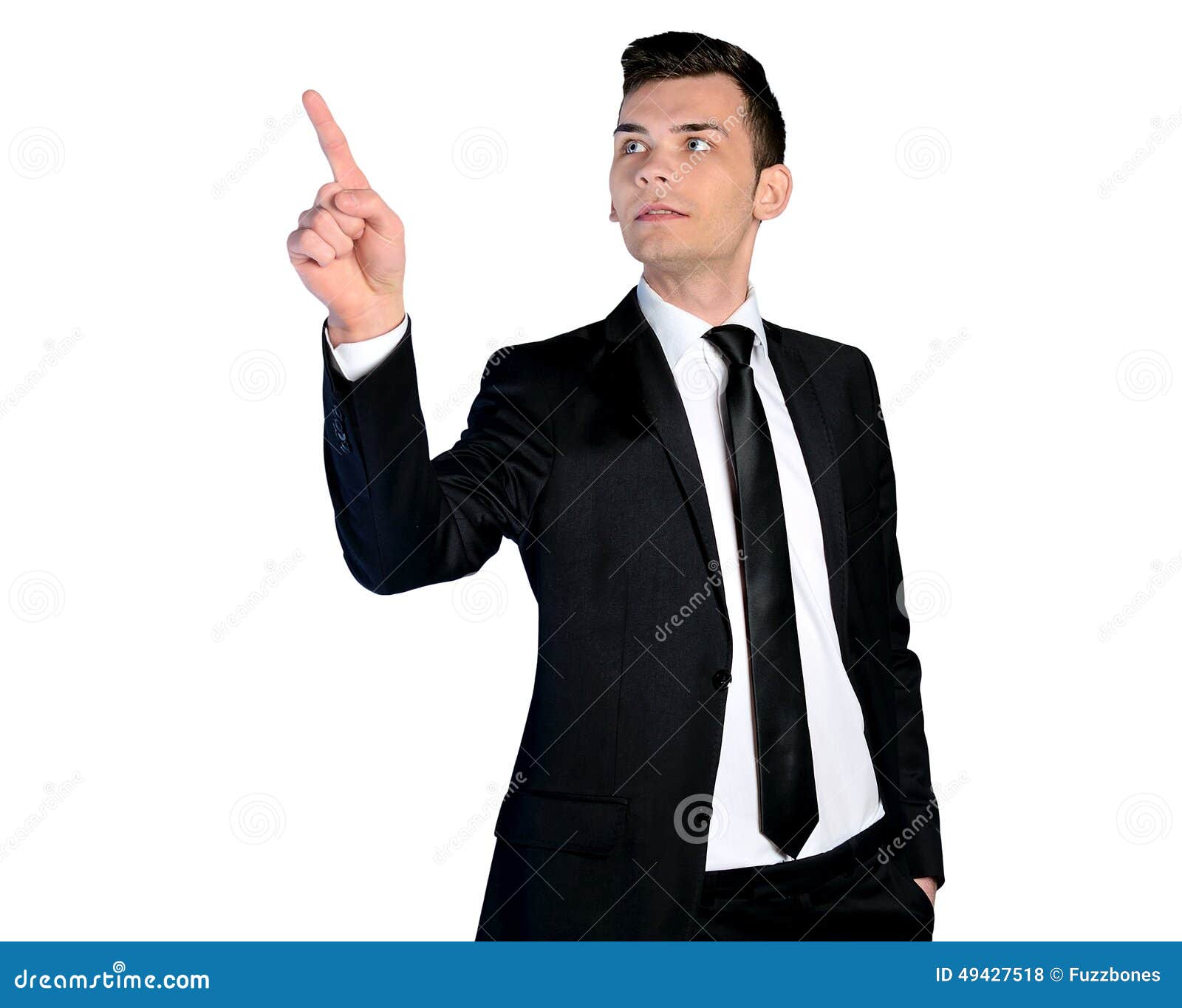 Business man pressing stock photo. Image of hand, choice - 49427518