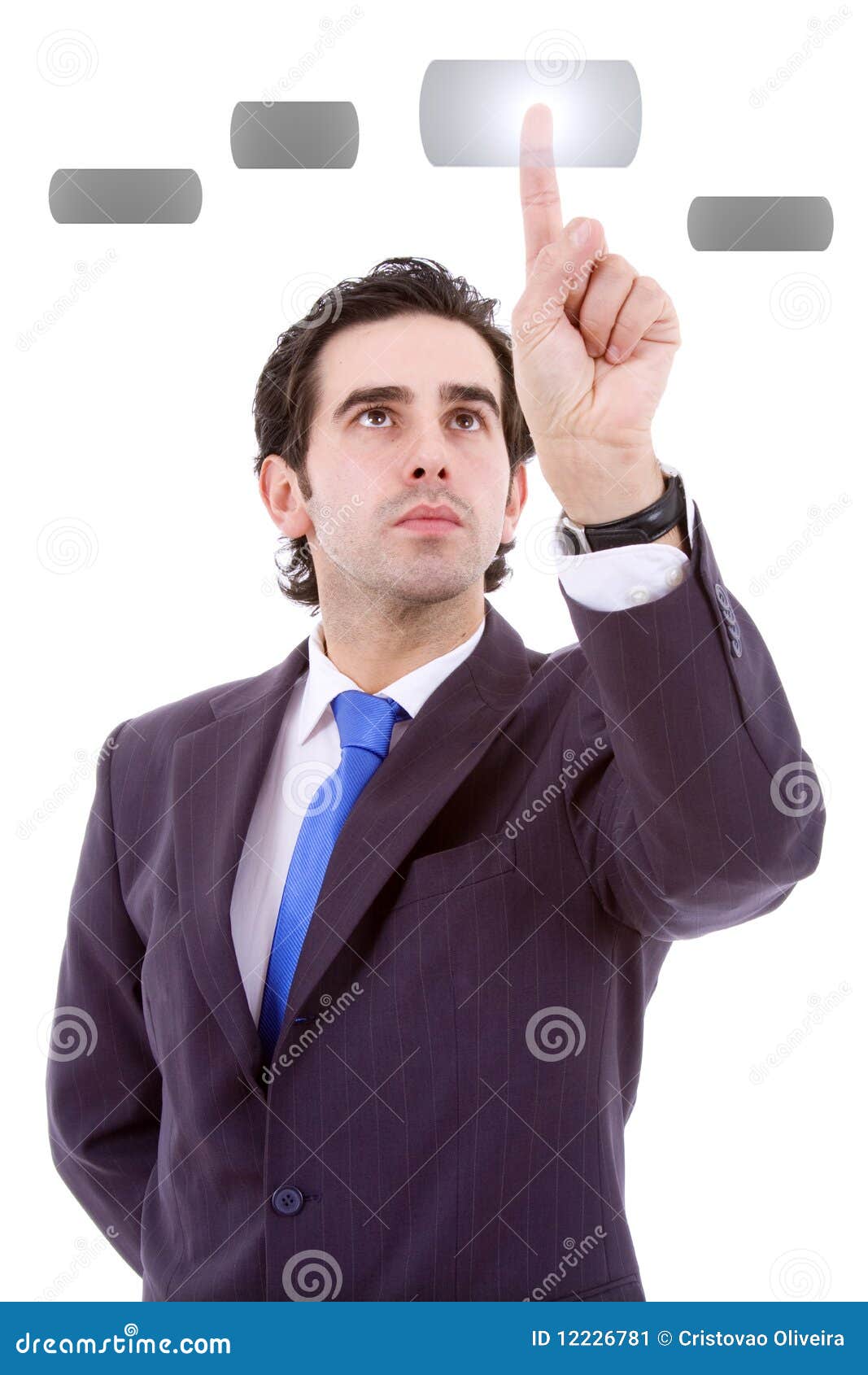 Business Man Pressing a Touchscreen Button Stock Image - Image of ...