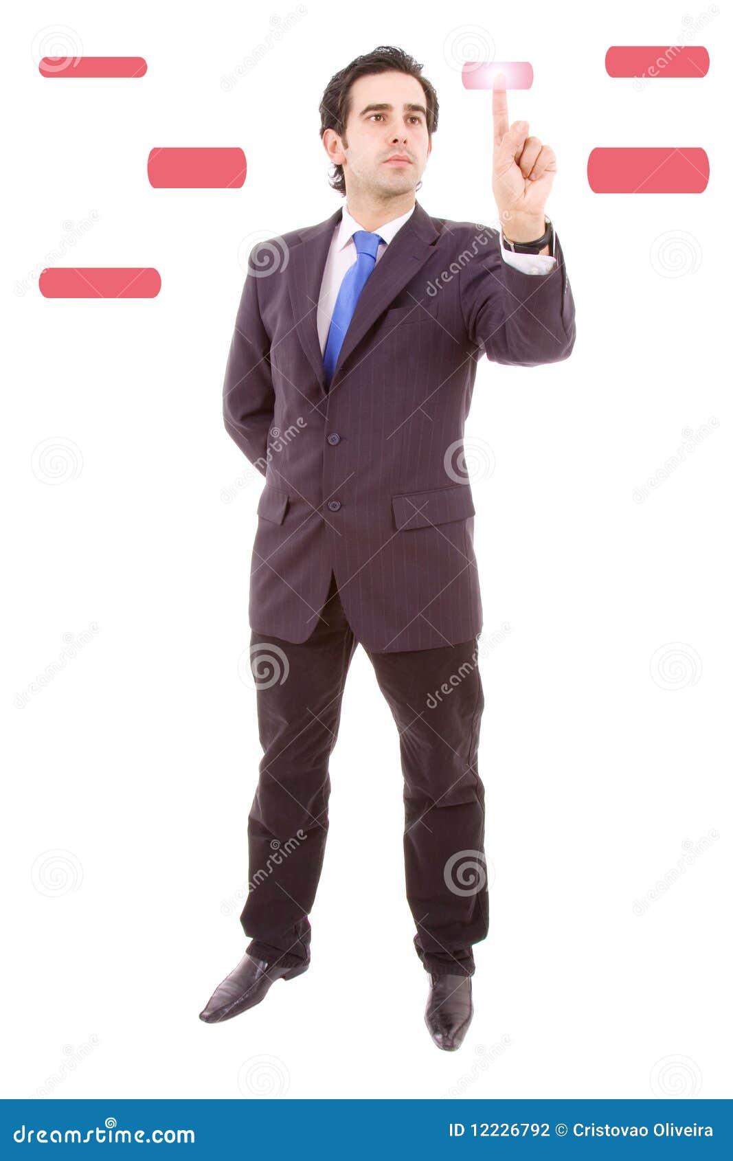 Business Man Pressing a Touchscreen Button Stock Photo - Image of ...