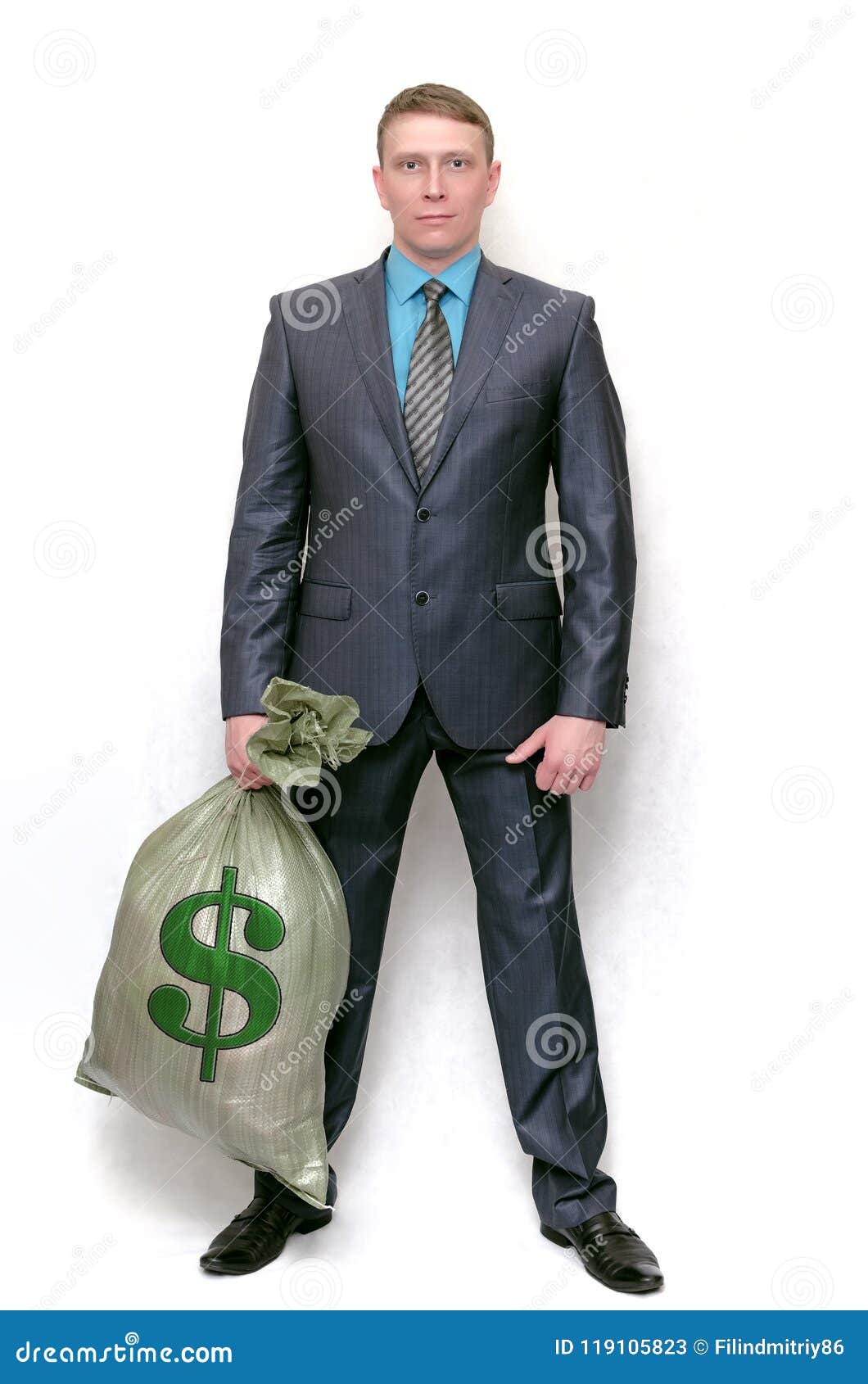 Businessman With Bag Of Money Stock Image Image Of Business Concept