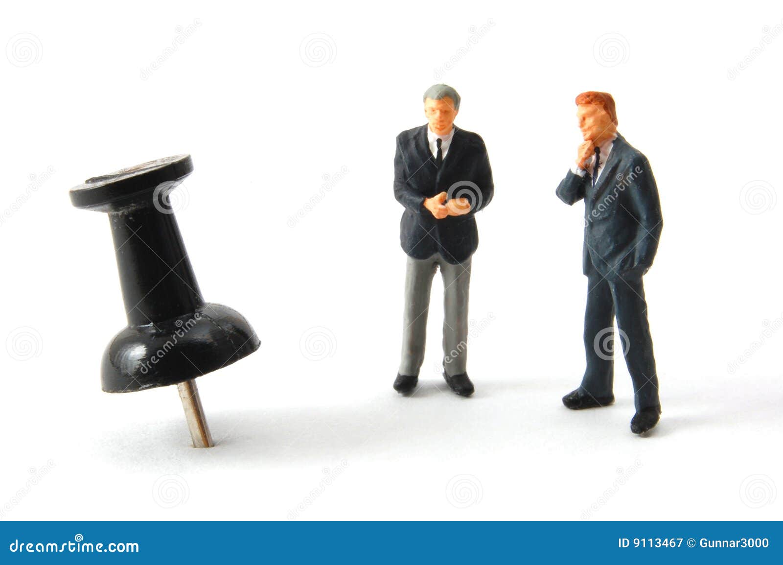 Business Man and Push Pin Isolated on White Stock Image - Image of ...