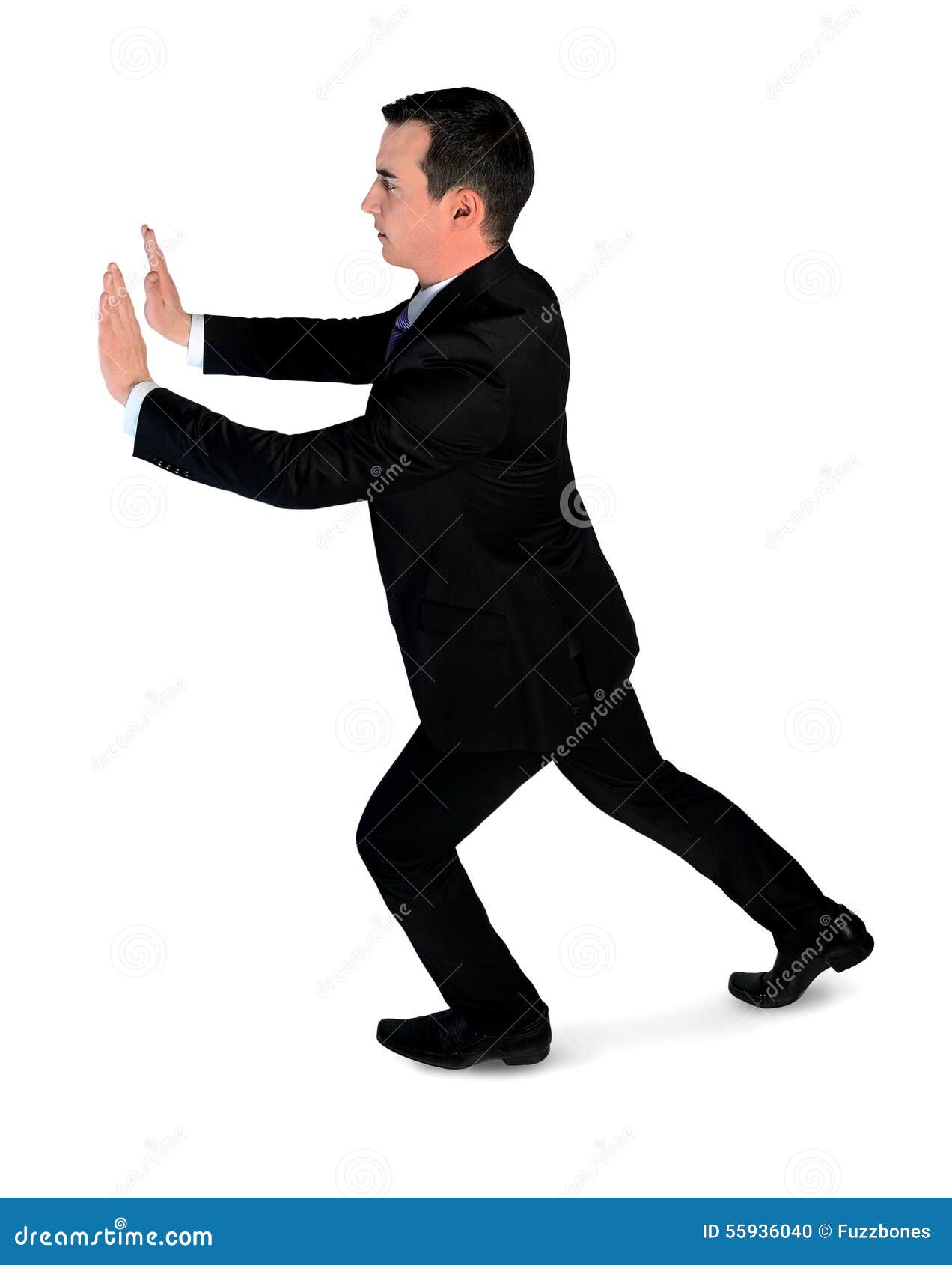 Business Man Push Something Stock Photo - Image of palm, side: 55936040