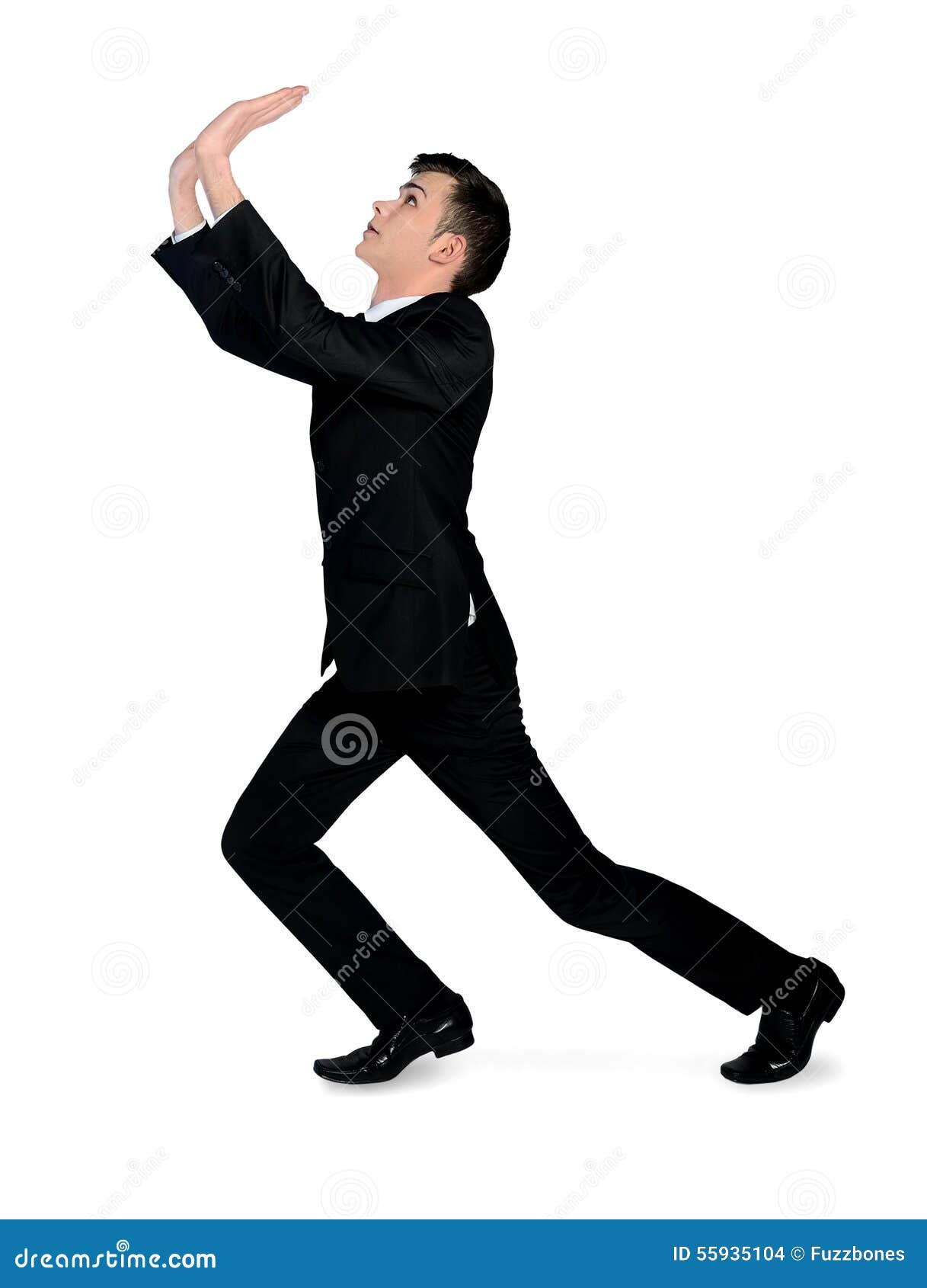 Business Man Push Something Stock Photo - Image of concentrated ...