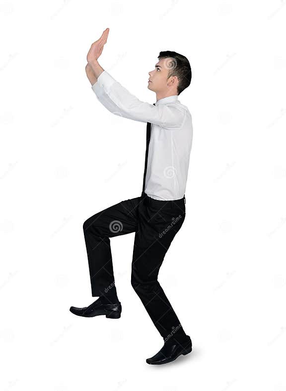 Business Man Push Something Stock Photo - Image of push, hand: 55935614