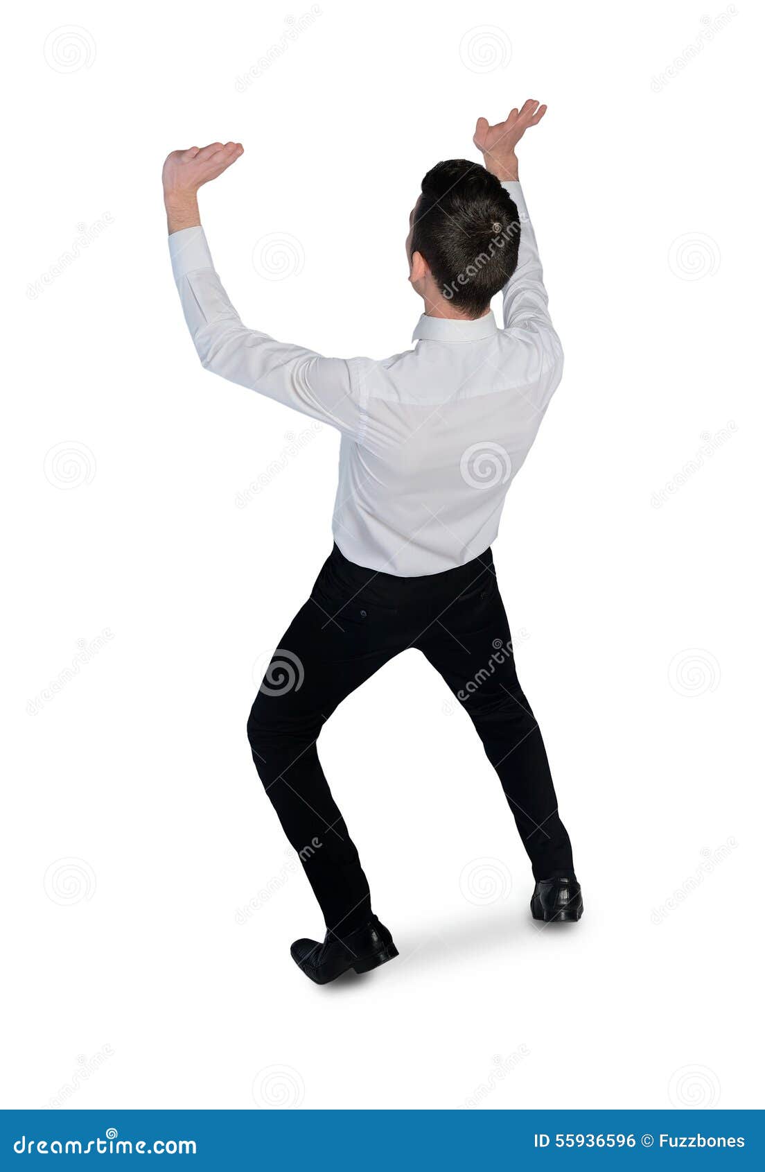 Young Business Man Pushing Something Up Royalty-Free Stock Image ...