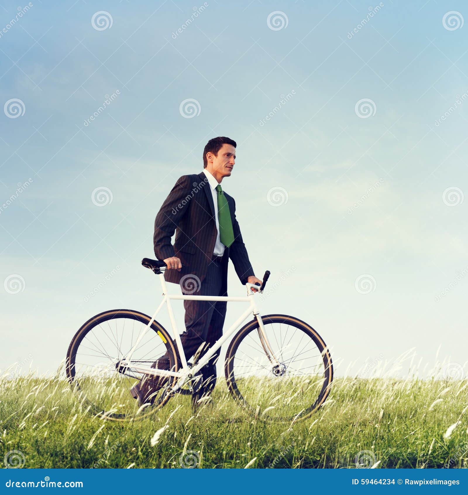 Business Man Pushing Bike Outdoors Concept Stock Photo - Image of cycle ...