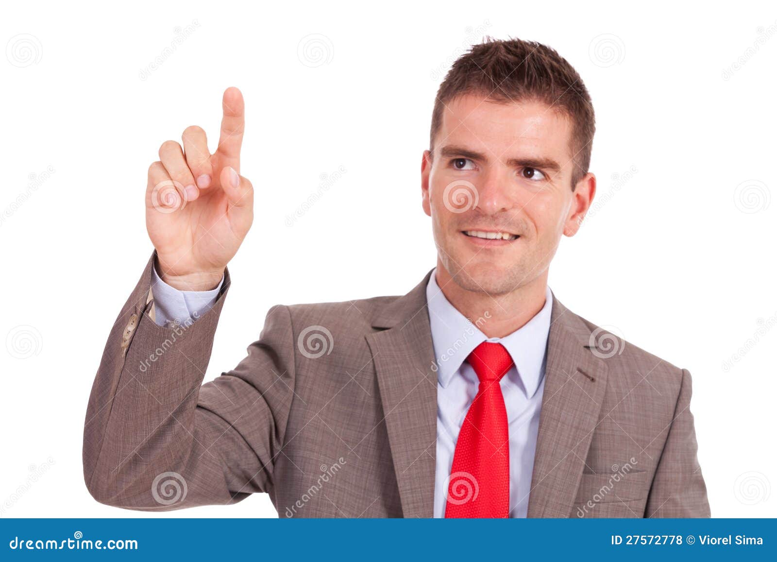 Business Man Pushing Button Stock Photo - Image of finger, design: 27572778