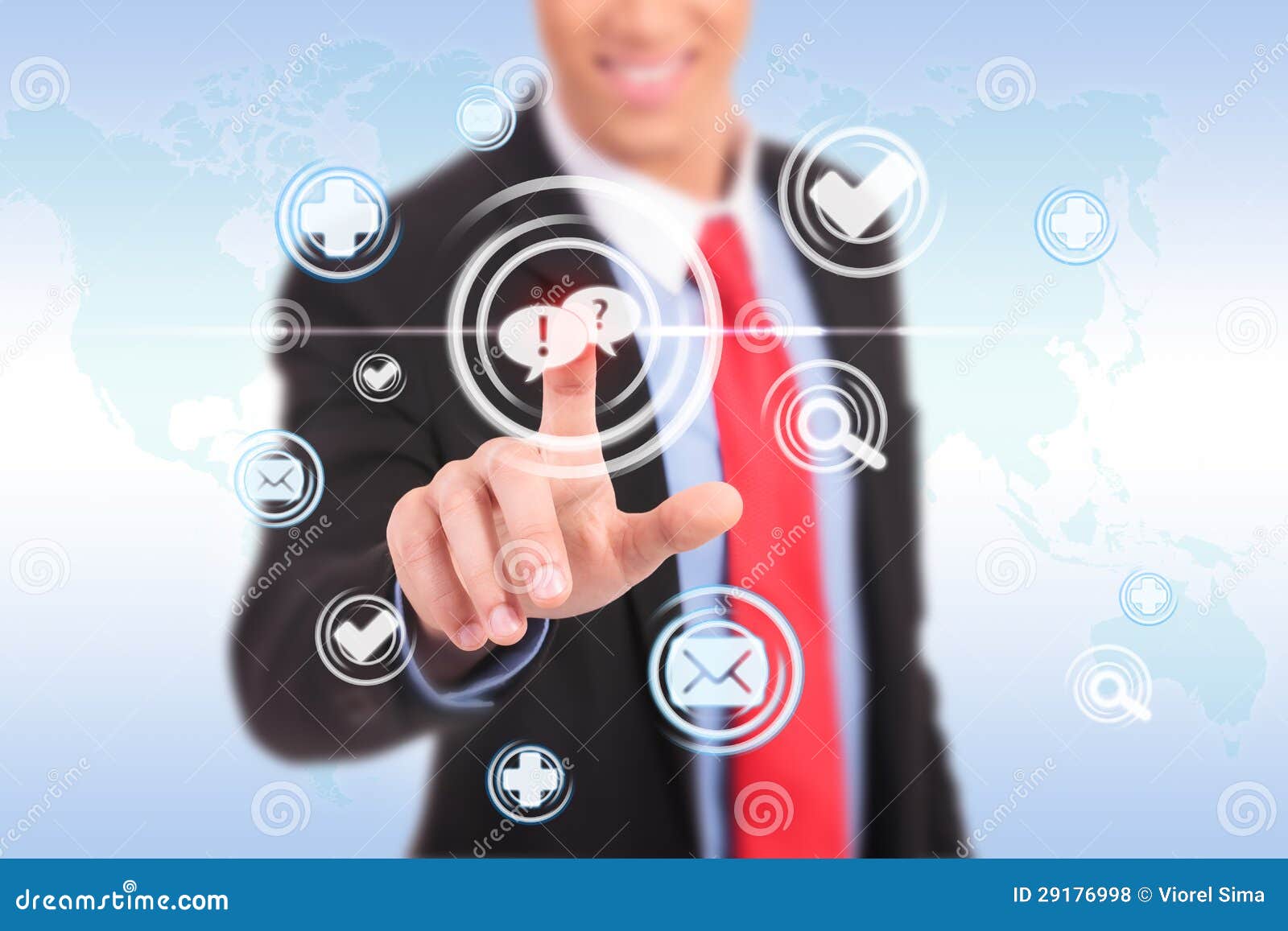 Business Man Pushing a Chat Button Stock Photo - Image of choice ...