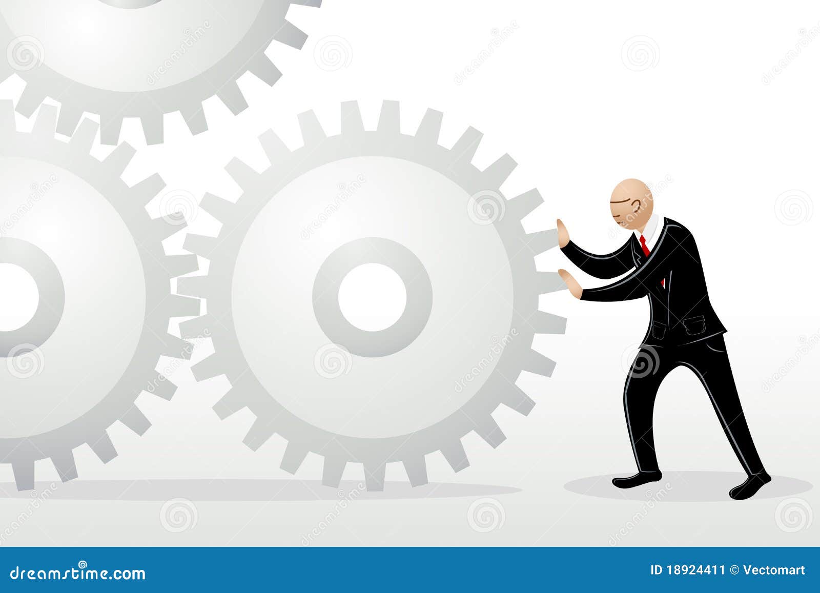 Business Man Pushing Cog Wheel Stock Vector - Illustration of pose ...