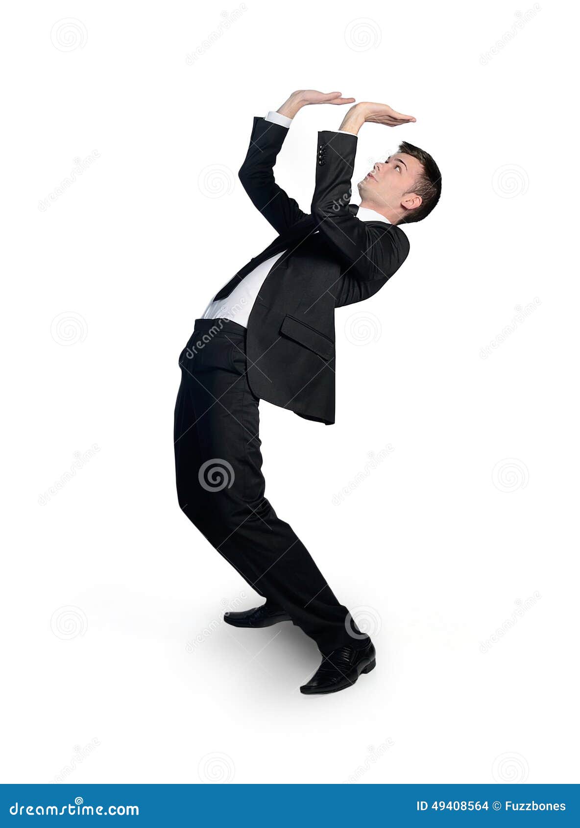 Business Man Pushing Nothing Stock Photo - Image of professional, hand ...