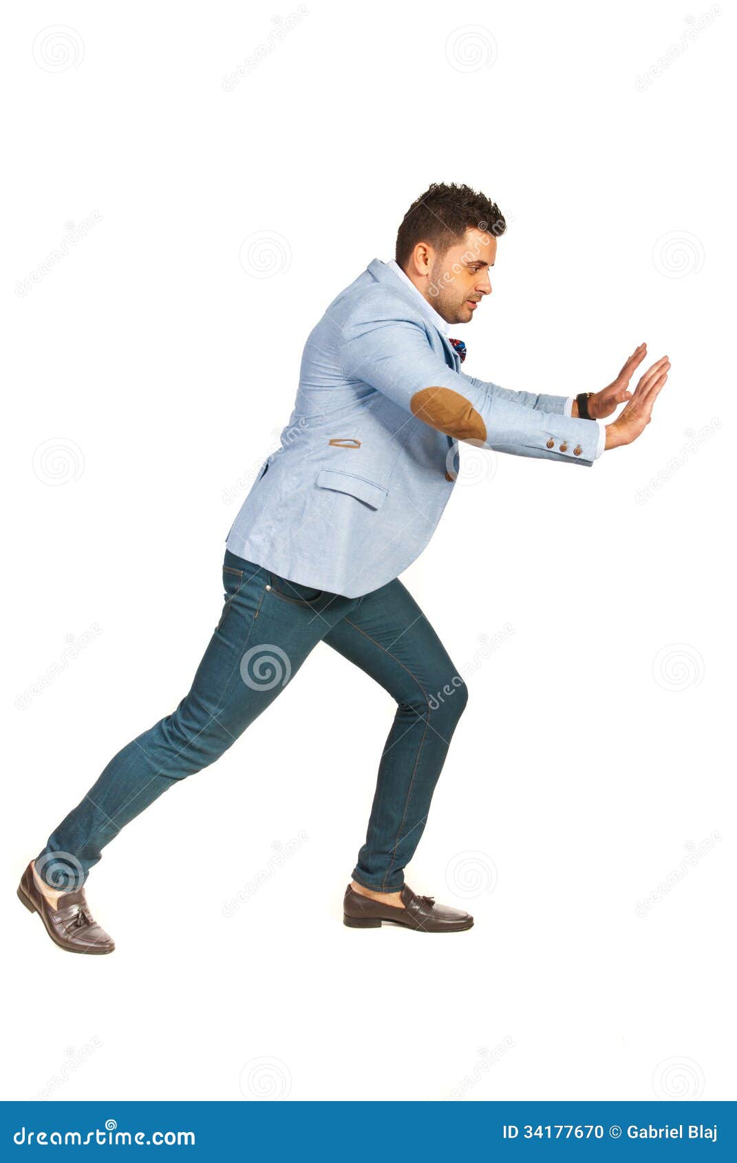 Business Man Pushing Something Stock Photo - Image of powerful, power ...