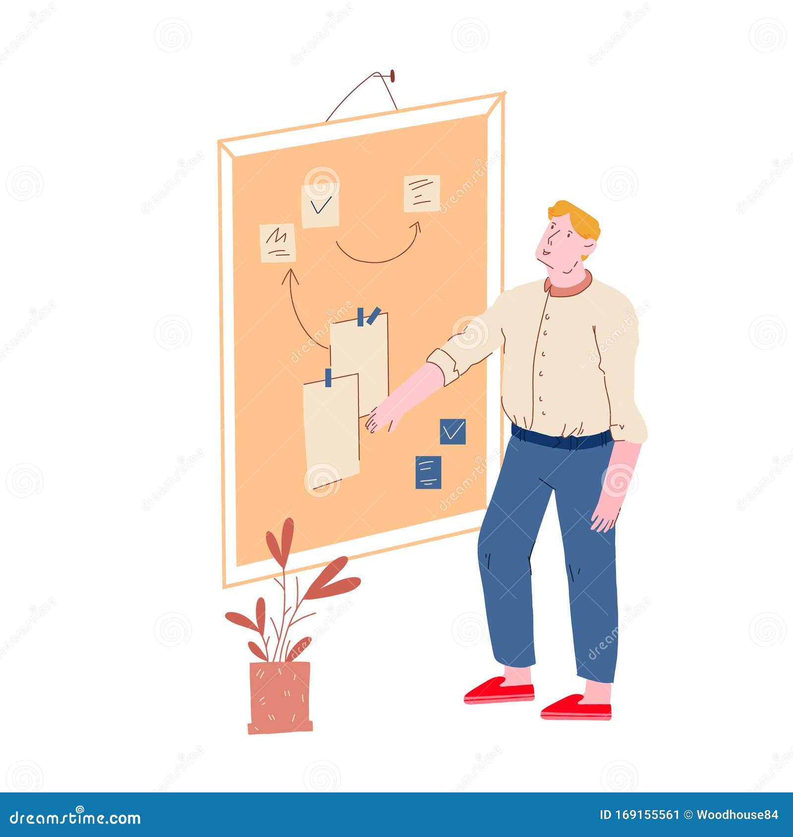 Business Man Put Stick Notes To Create Strategy Of Project Management ...