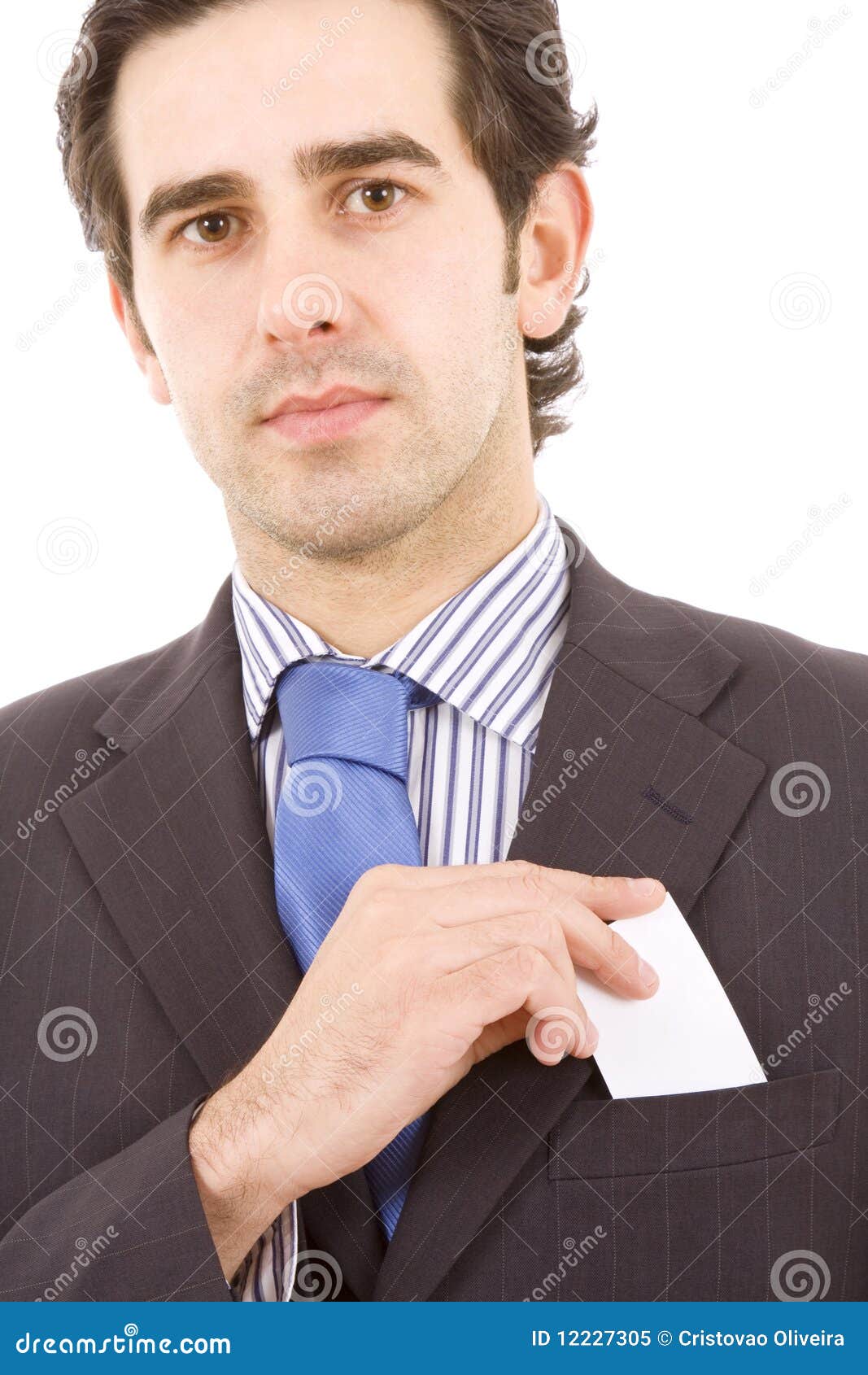 Business Man Putting a Blank Card Stock Image - Image of cash, lapel ...