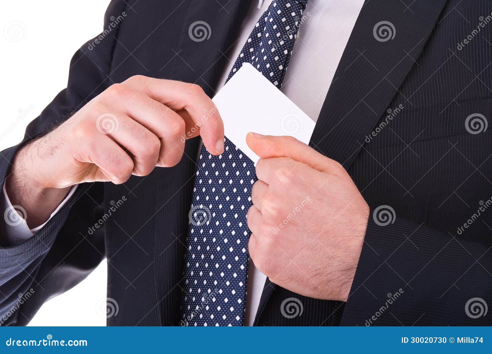 Businessman Putting Blank Card in His Pocket. Stock Photo - Image of ...