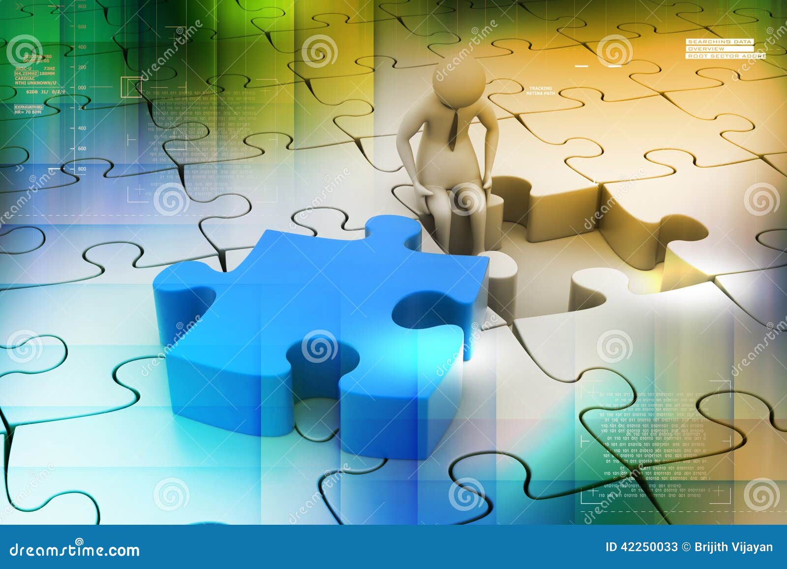 Business Man with Puzzle Piece Stock Image - Image of business, concept ...