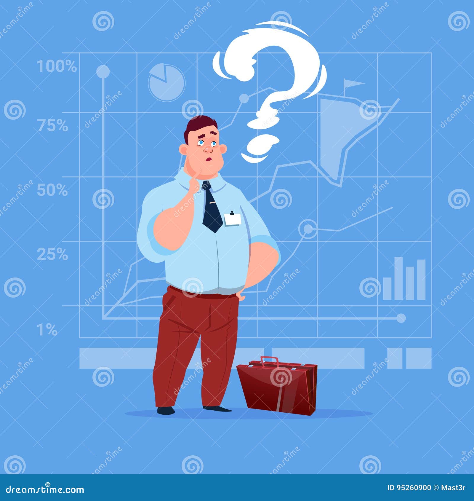 Business Man with Question Mark Pondering Problem Concept Stock Vector ...