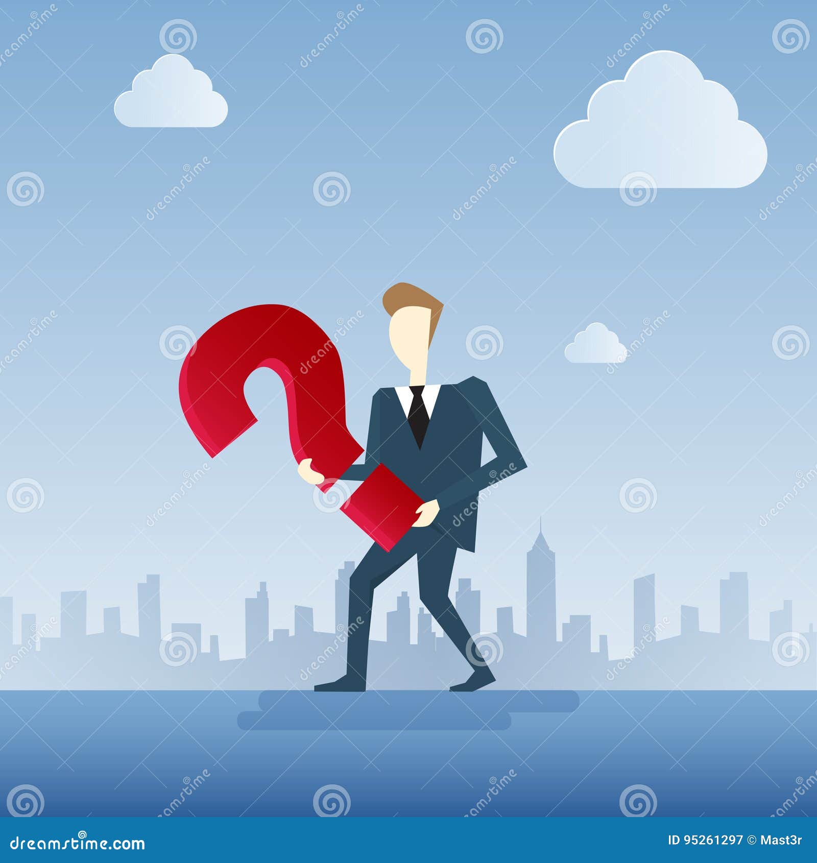 Business Man with Question Mark Pondering Problem Concept Stock Vector ...